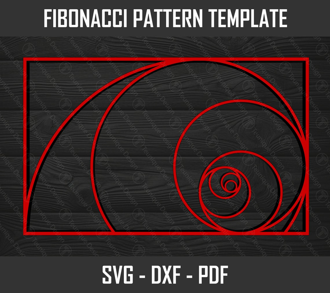 Fibonacci Sequence Vector Design, Golden Ratio Pattern Laser Cut DXF ...
