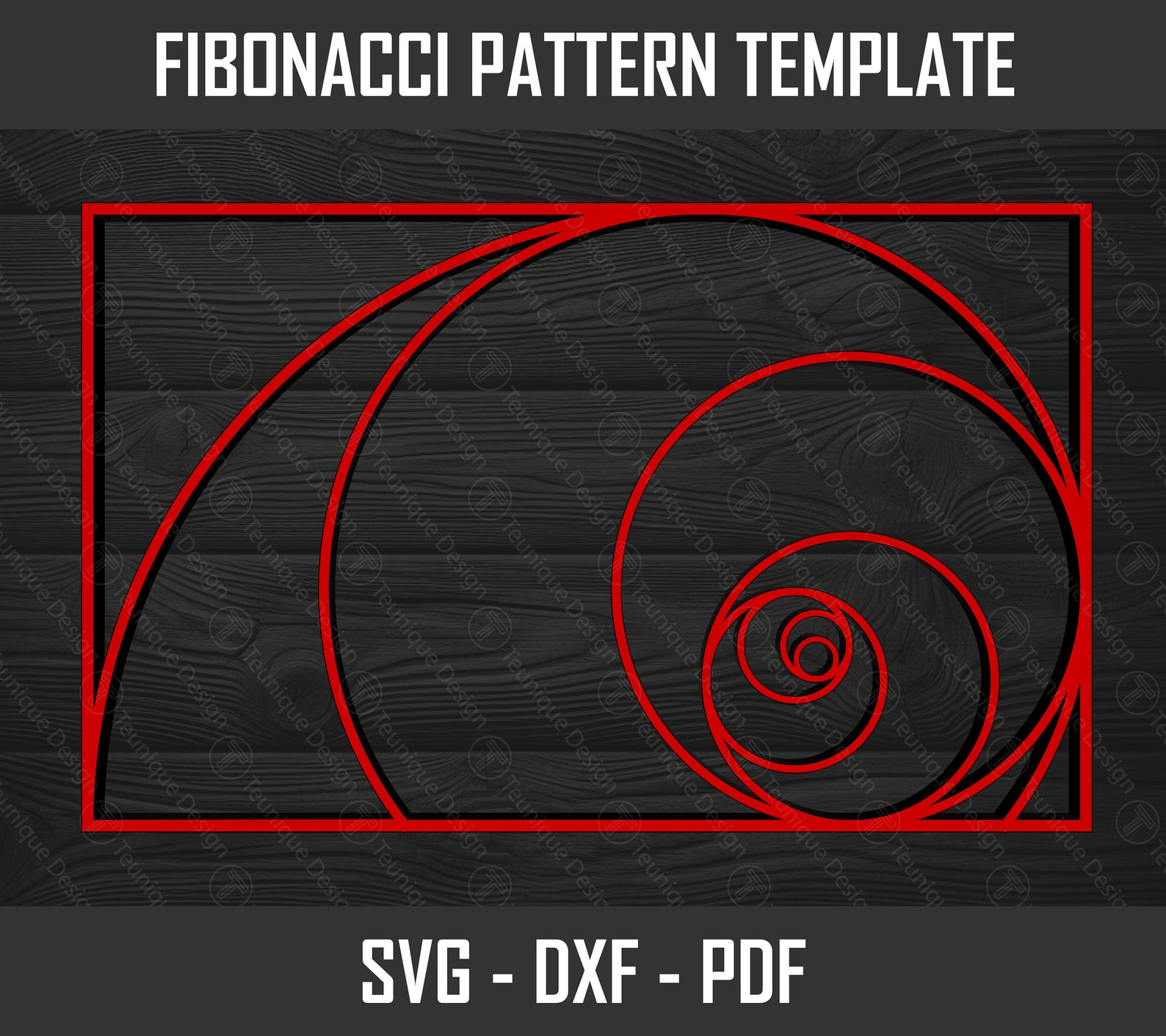 Fibonacci Sequence Vector Design, Golden Ratio Pattern Laser Cut DXF ...
