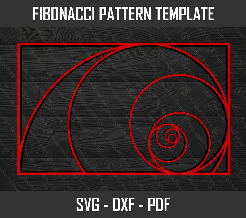 Fibonacci Sequence Vector Design, Golden Ratio Pattern Laser Cut DXF ...