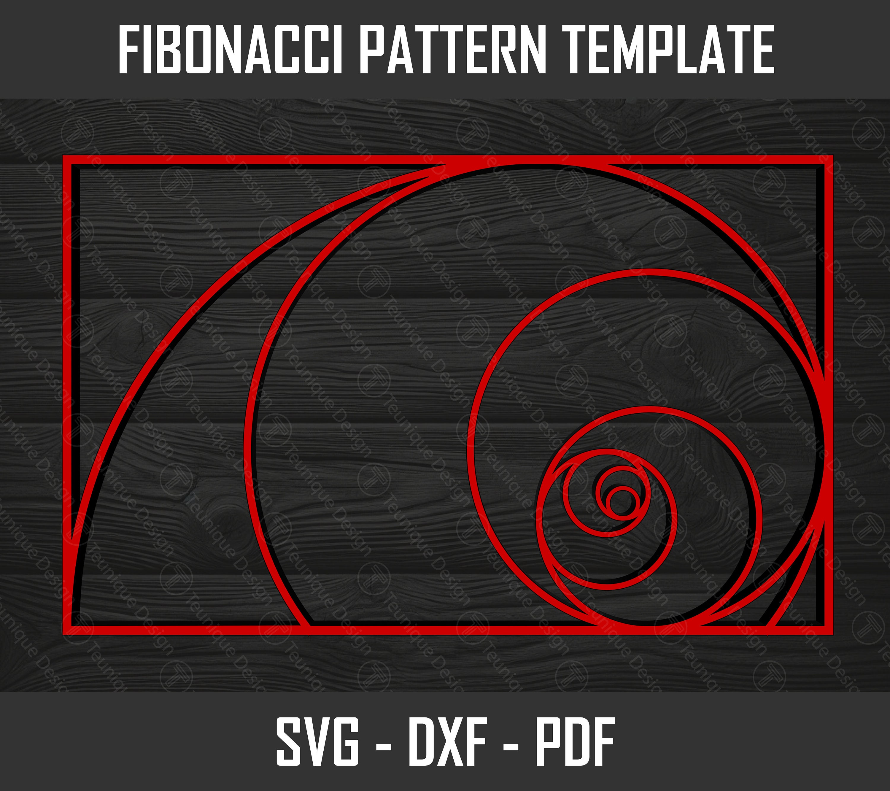 Fibonacci Sequence Vector Design, Golden Ratio Pattern Laser Cut DXF ...