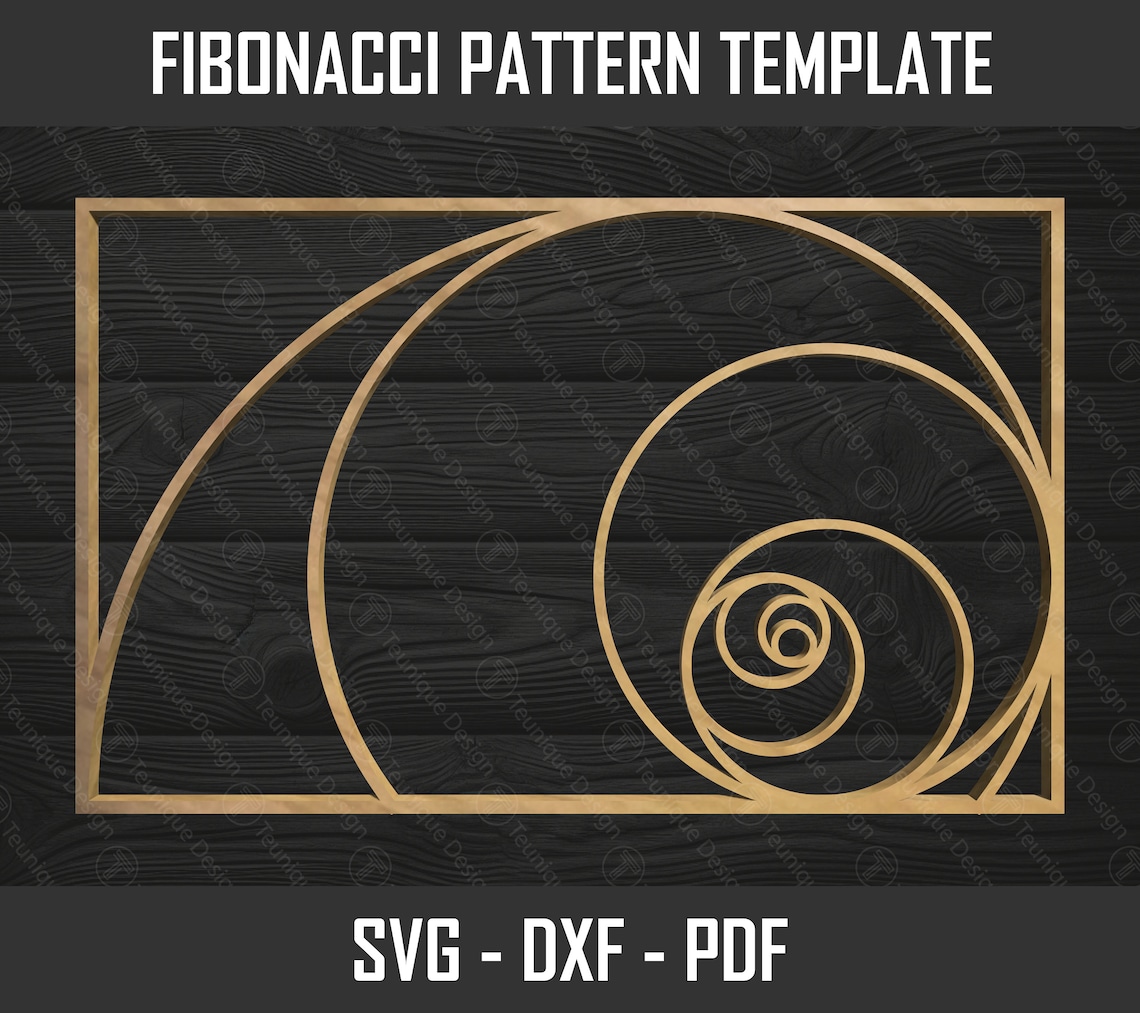 Fibonacci Sequence Vector Design, Golden Ratio Pattern Laser Cut DXF ...
