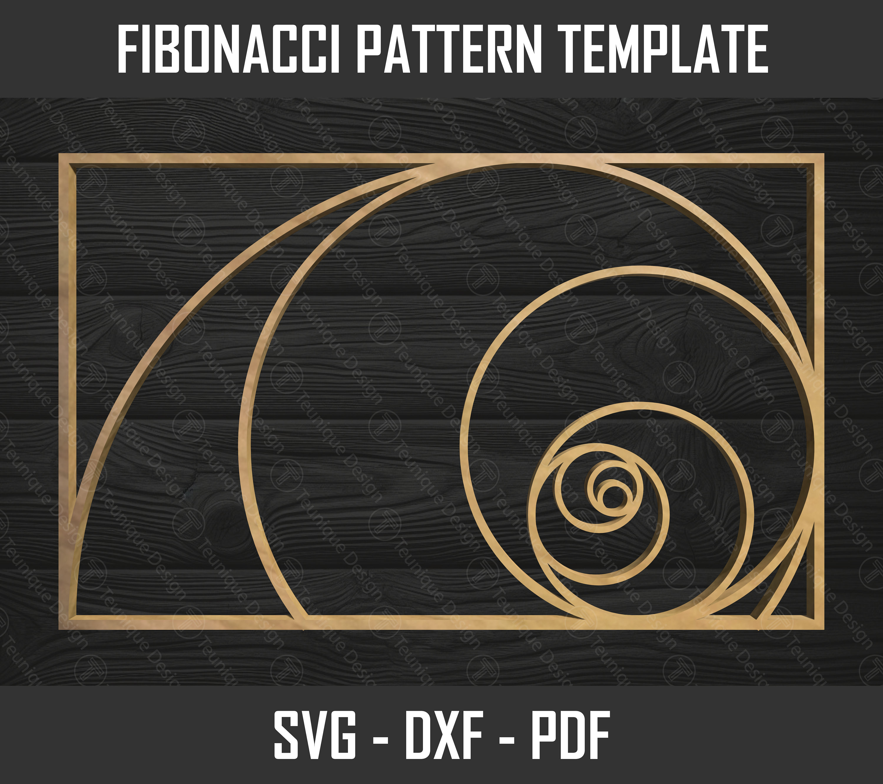 Fibonacci Sequence Vector Design, Golden Ratio Pattern Laser Cut DXF ...