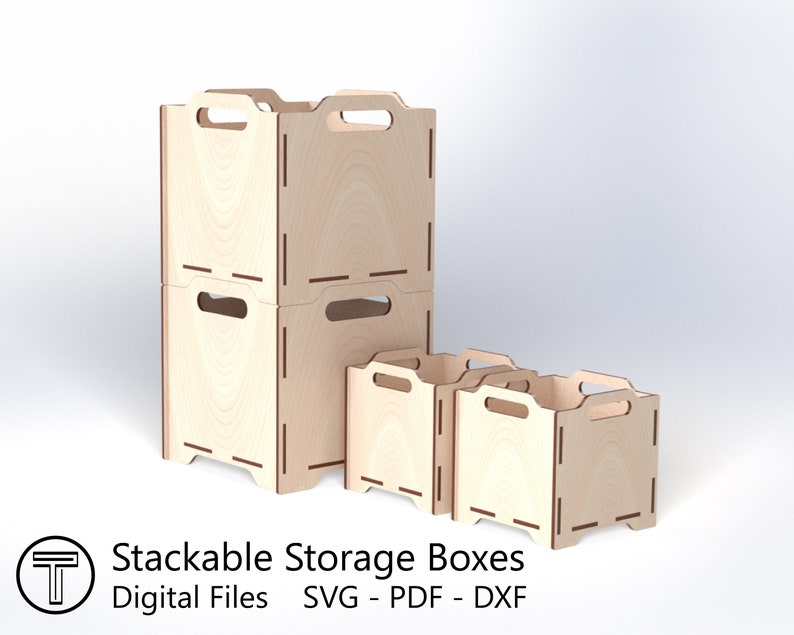 Stackable Storage Box, Multiple Sizes Laser Cut Files - SVG - PDF - DXF ...