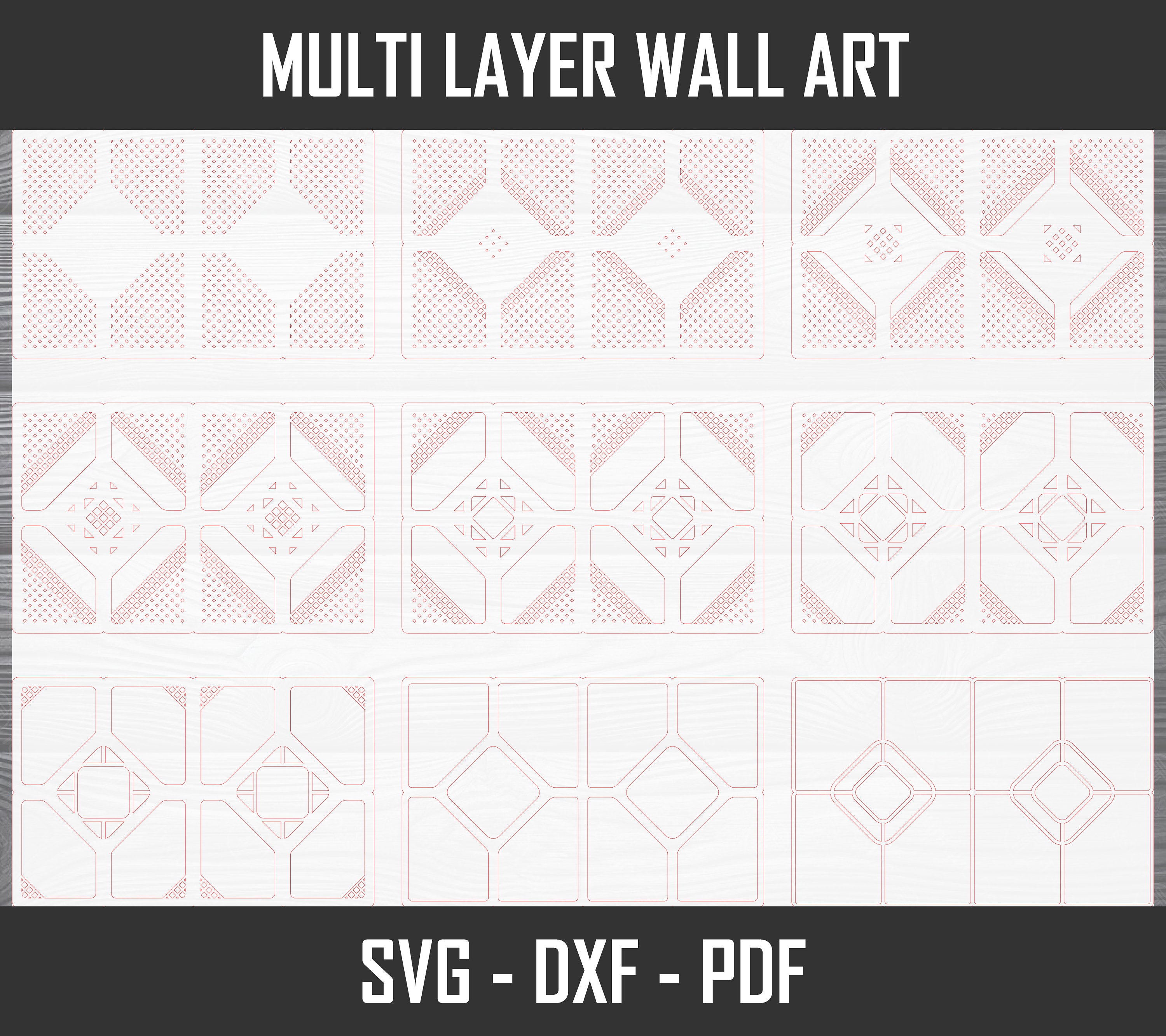 Layered Wall Art Laser Cut File, Multilayer SVG Vector Drawing, 9 Layer ...