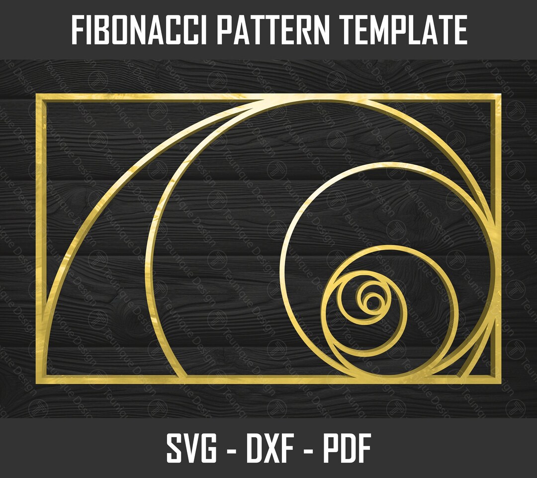 Fibonacci Sequence Vector Design, Golden Ratio Pattern Laser Cut DXF ...