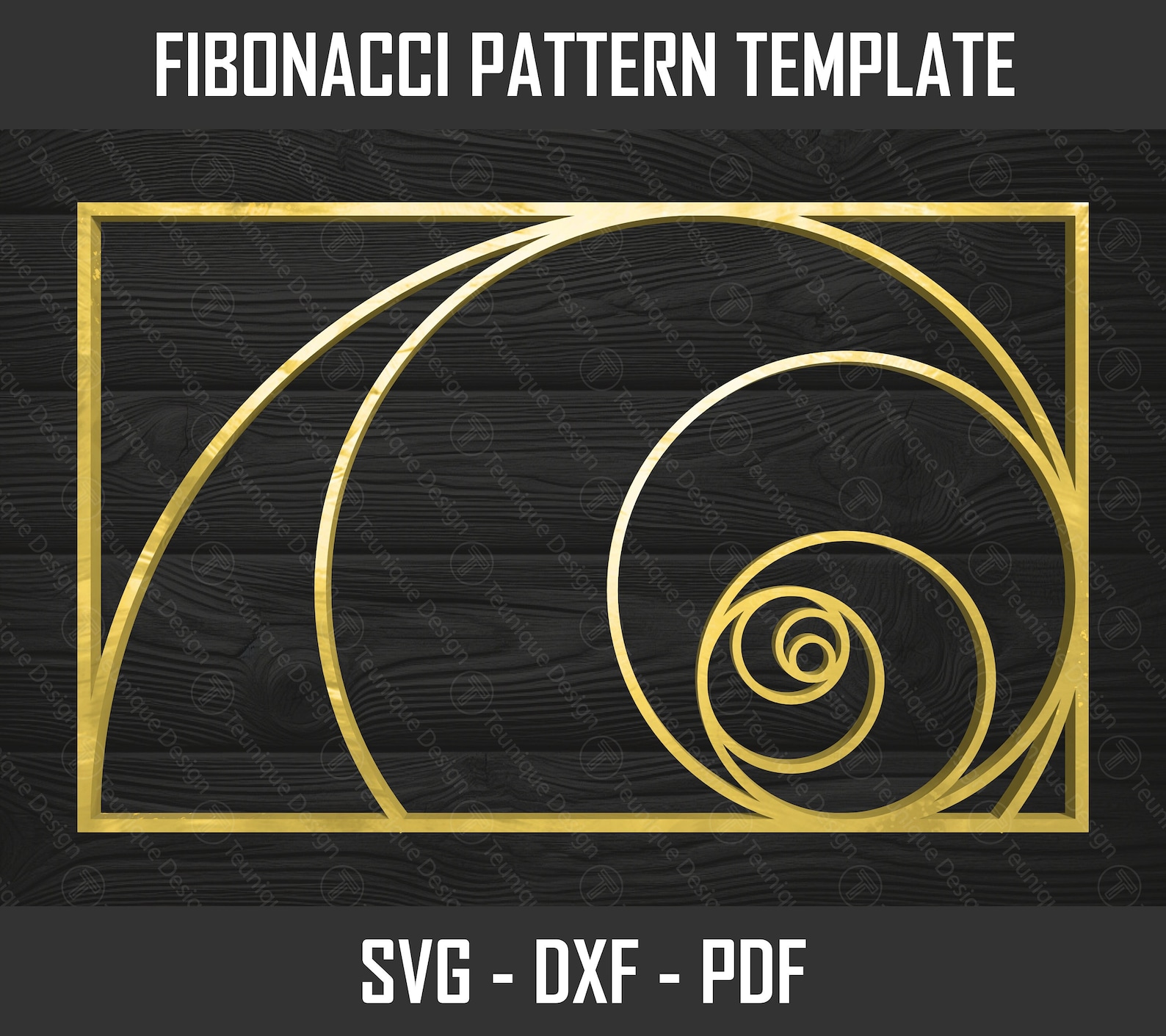 Fibonacci Sequence Vector Design, Golden Ratio Pattern Laser Cut DXF ...