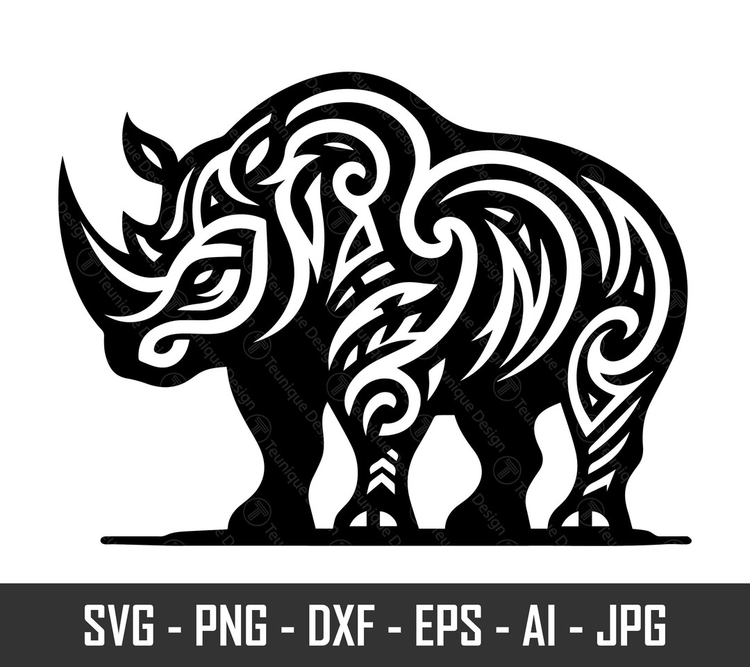 Rhino SVG Rhinoceros SVG, Tribal Art Silhouette, Cut Files for Cricut ...