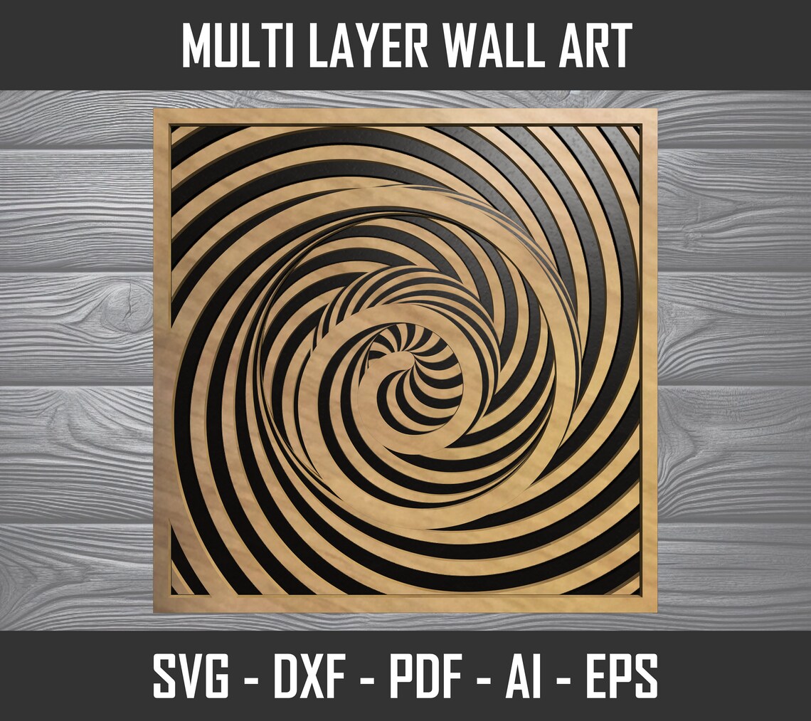 Layered Wall Art Spiral Laser Cut File, Multilayer Helix SVG Vector ...