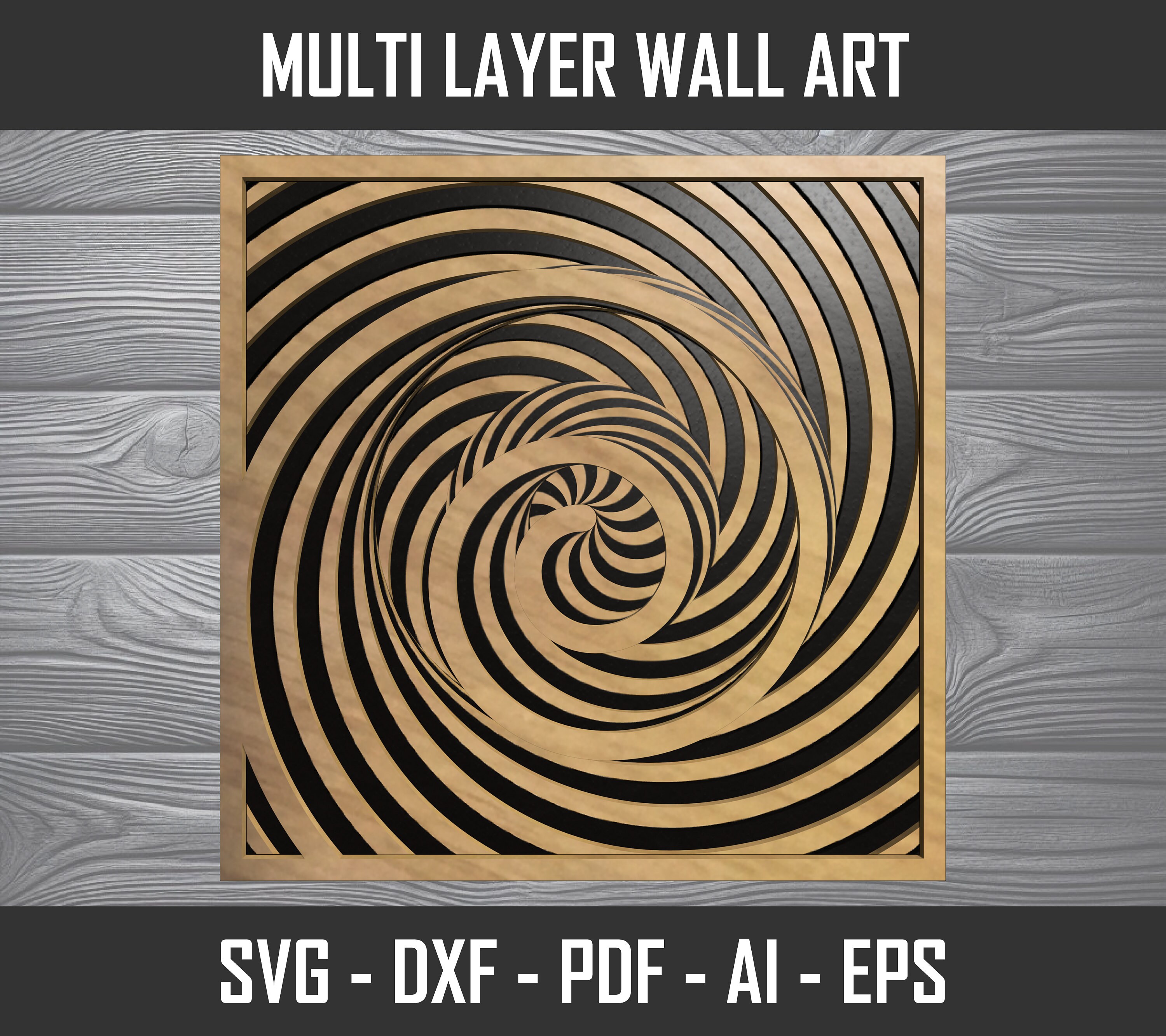 Layered Wall Art Spiral Laser Cut File, Multilayer Helix SVG Vector ...