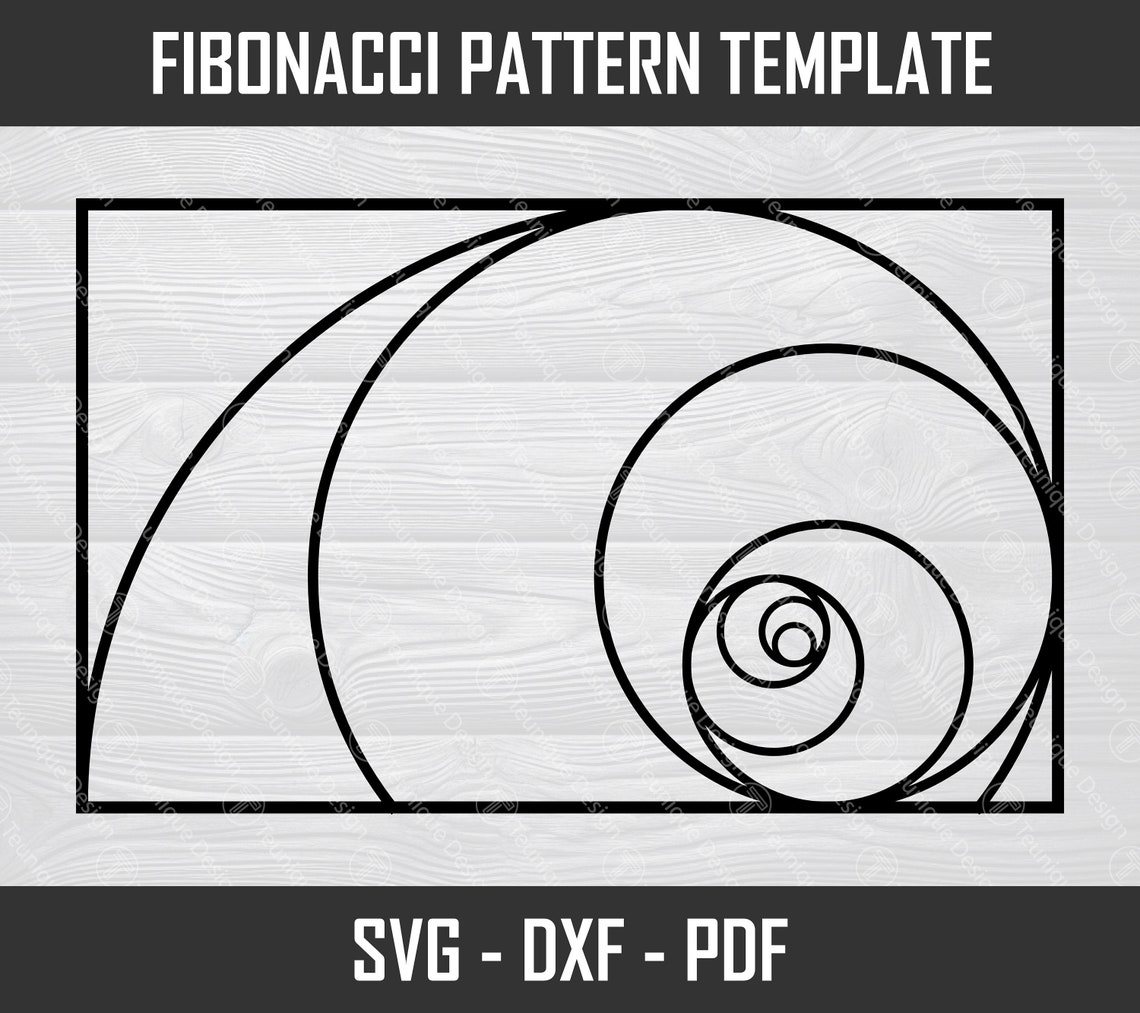 Fibonacci Sequence Vector Design, Golden Ratio Pattern Laser Cut DXF ...