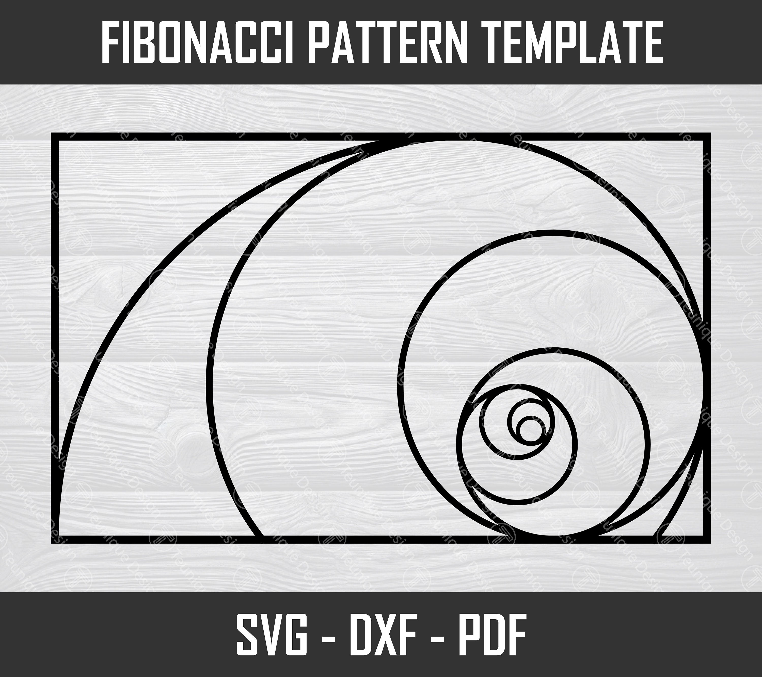 Fibonacci Sequence Vector Design, Golden Ratio Pattern Laser Cut DXF ...