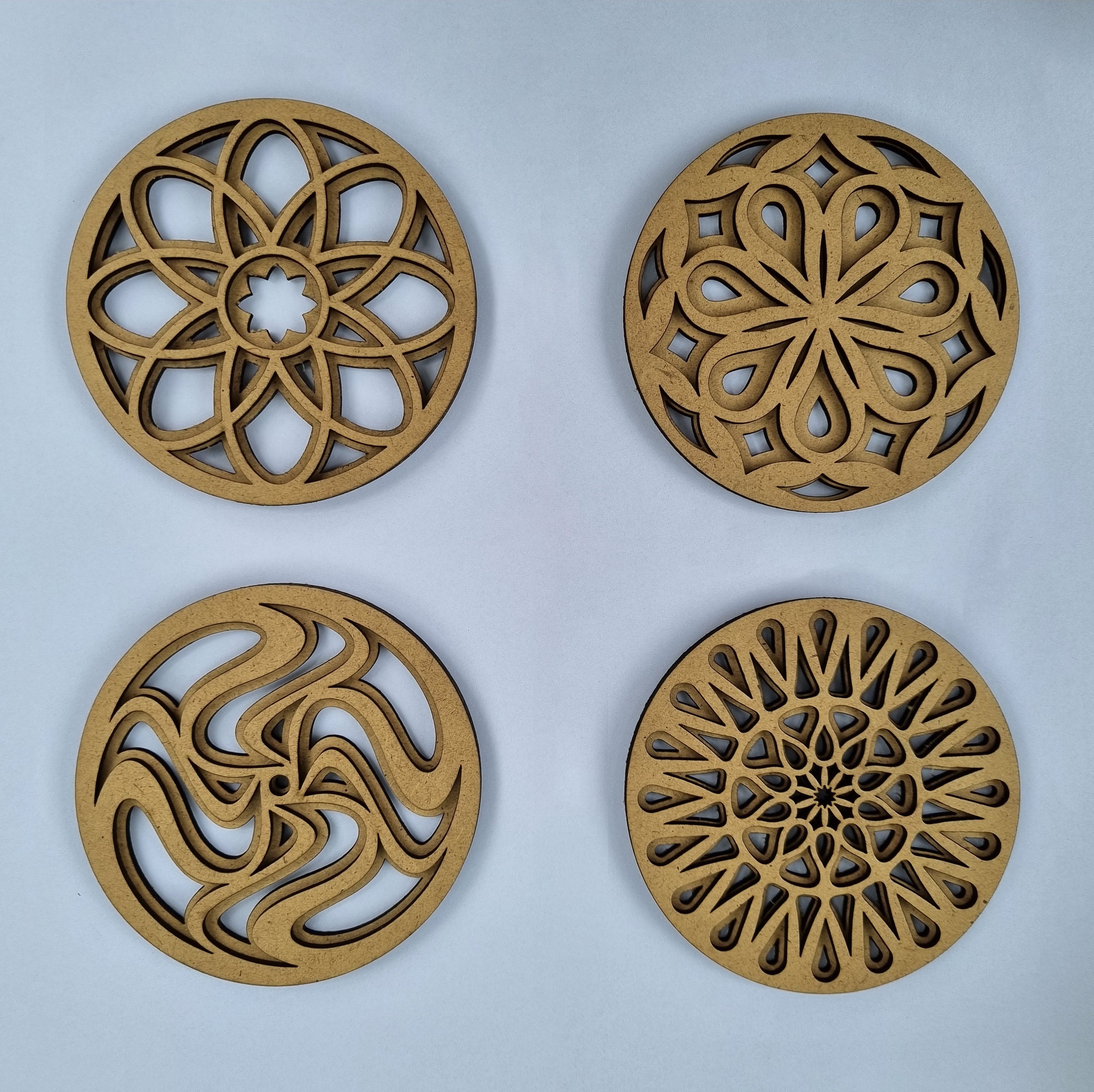 Coasters Laser Cut Files - Set of 4 Mandala Design Coasters DXF PDF SVG ...