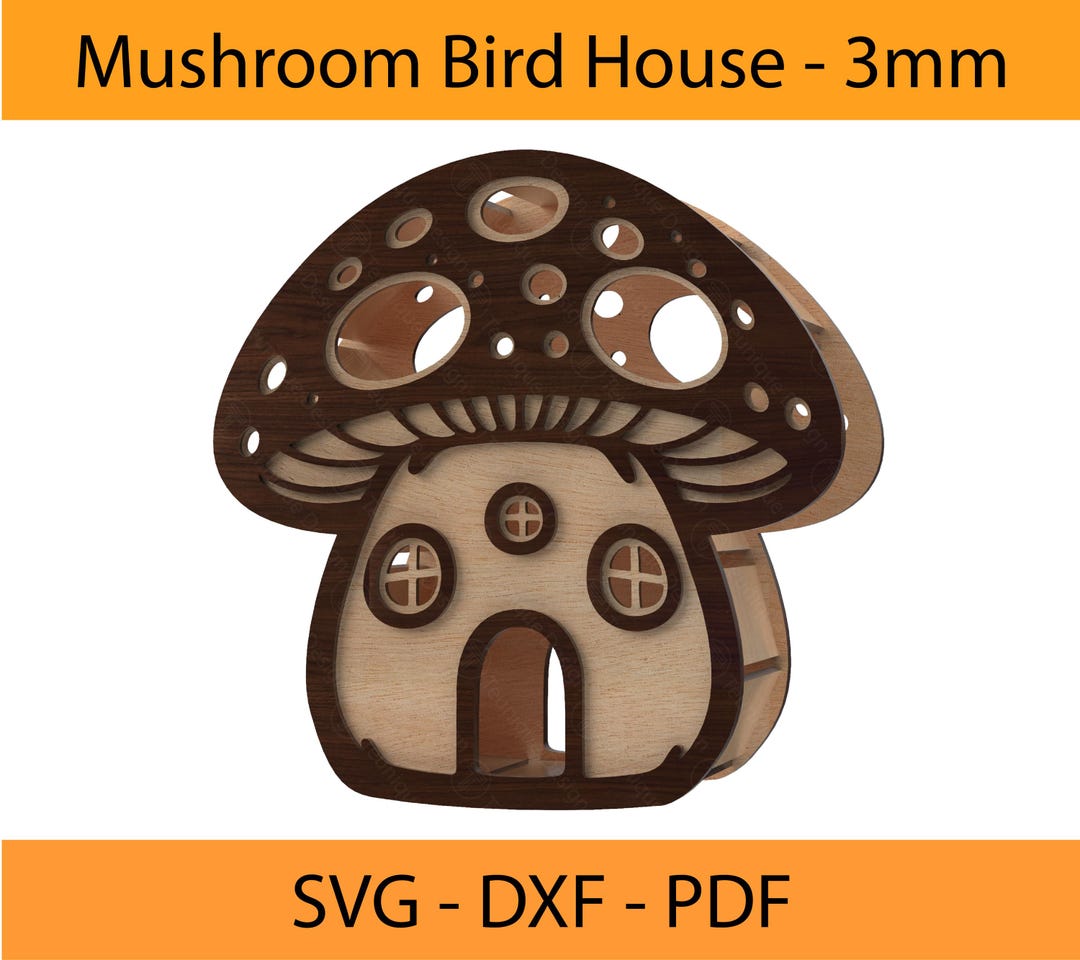 Birdhouse Laser Cut Files, Bird Feeder Mushroom House for Small Birds ...