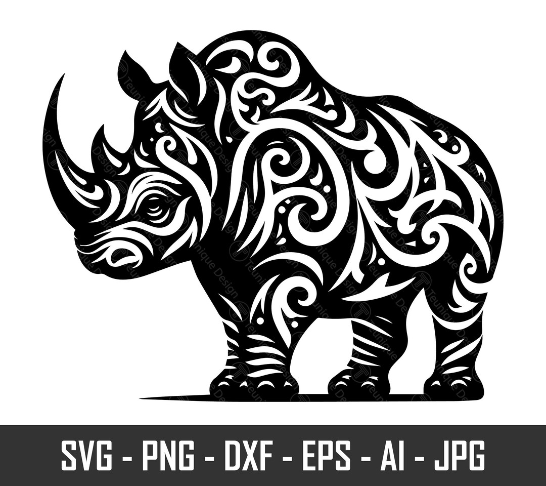 Rhino SVG Rhinoceros SVG, Tribal Art Silhouette, Cut Files for Cricut ...