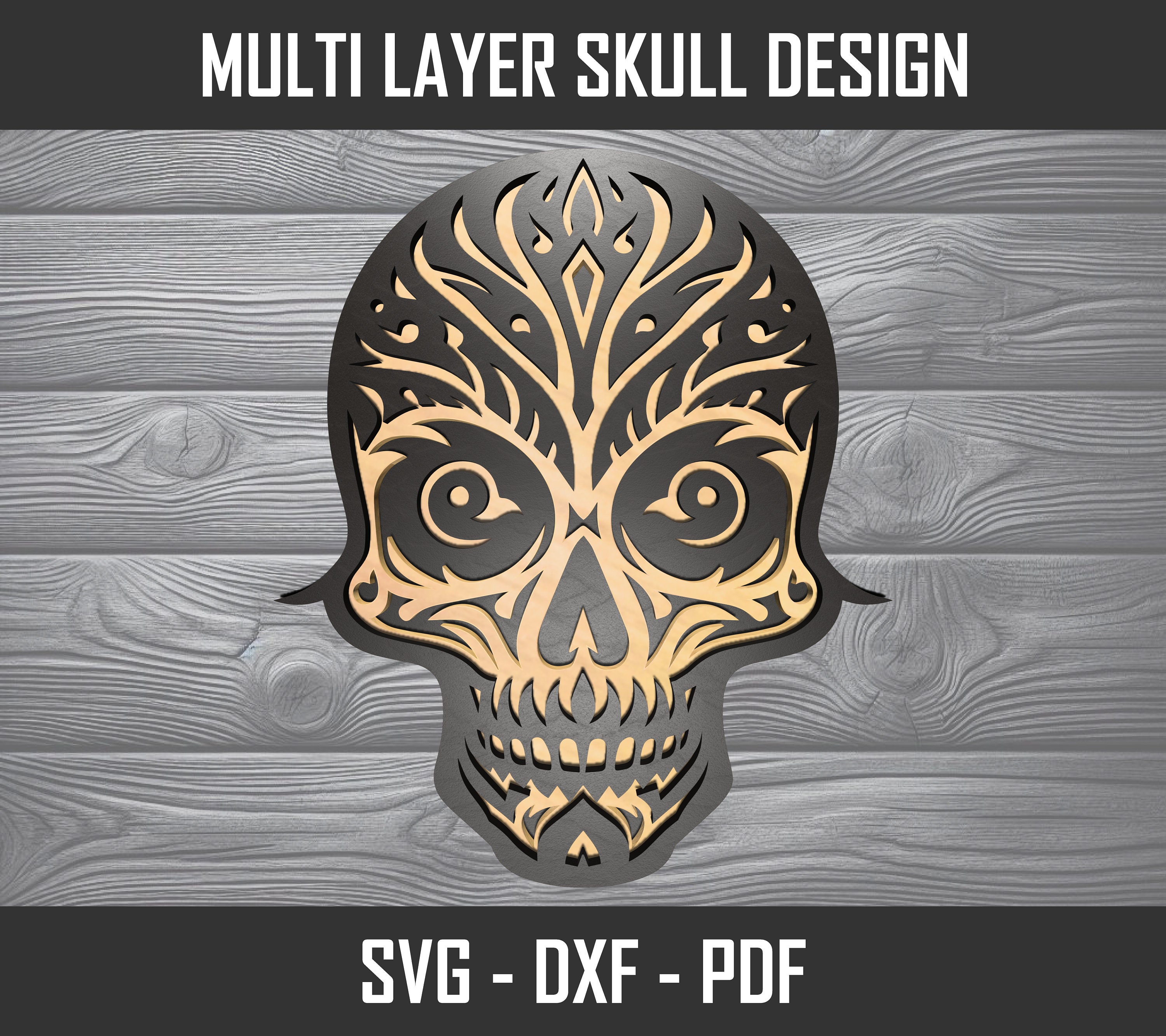 Multi Layer Skull Design, Laser Ready Files for Laser-cutting, Layered ...
