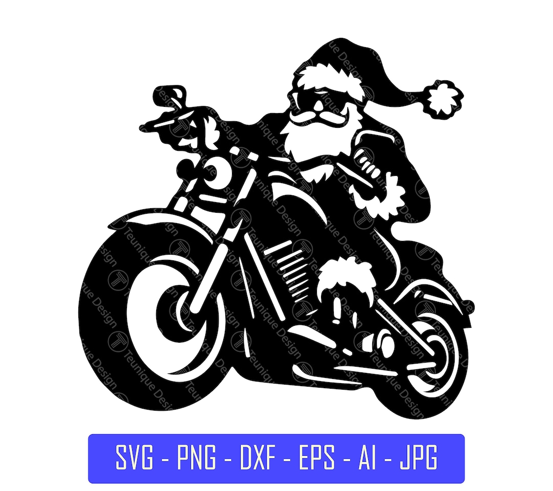 Santa SVG, Santa on a Motorcycle PNG Bundle, Santa DXF Cut File ...
