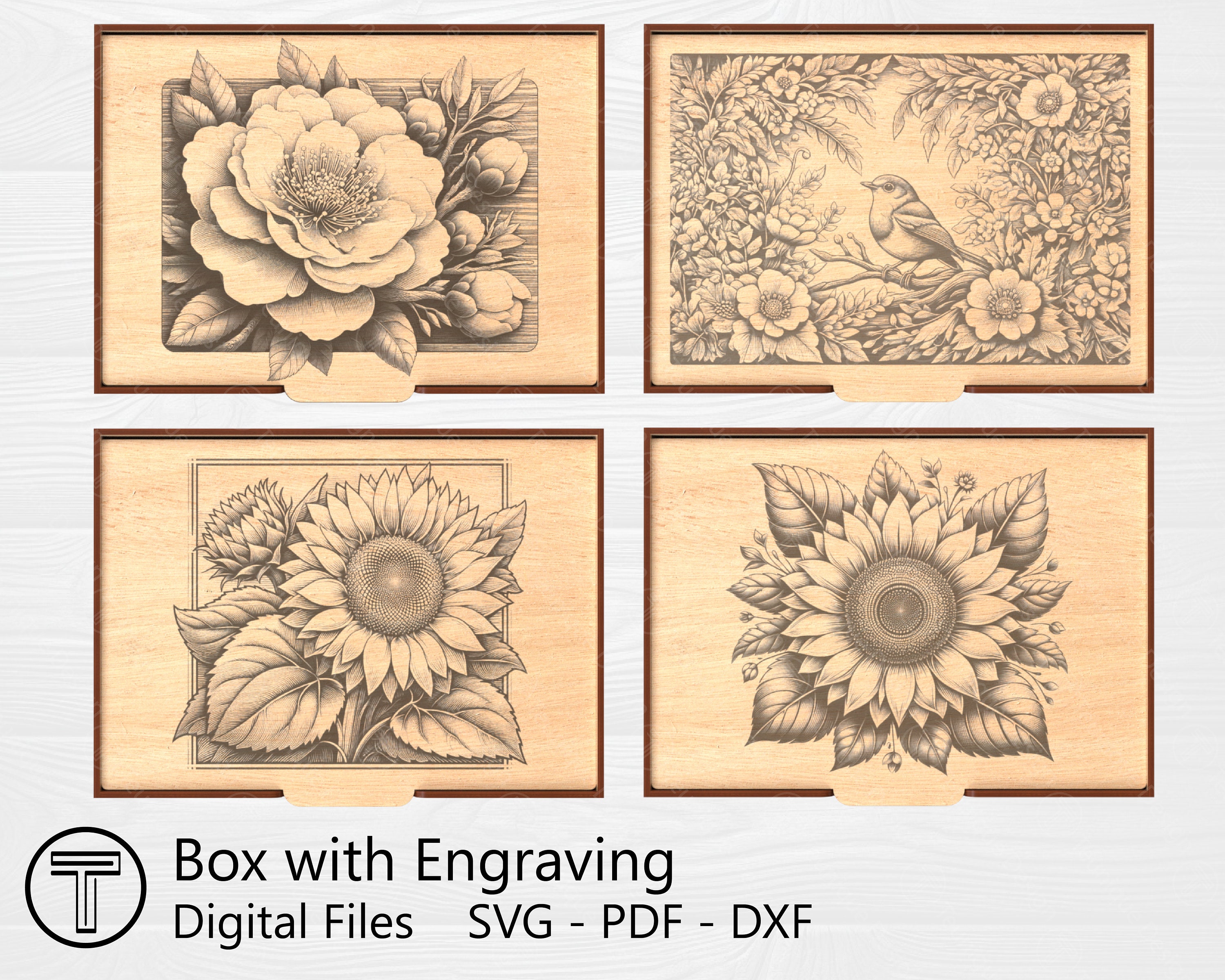 Laser Cut Box With Engraving and Hinge Lid - A5 Format Storage Box ...