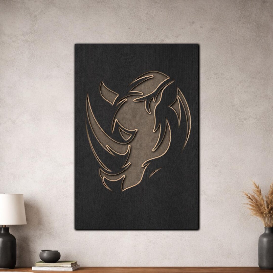 3D Layered Rhino SVG PDF DXF – 3 Layer Animal Design for Laser Cutting ...