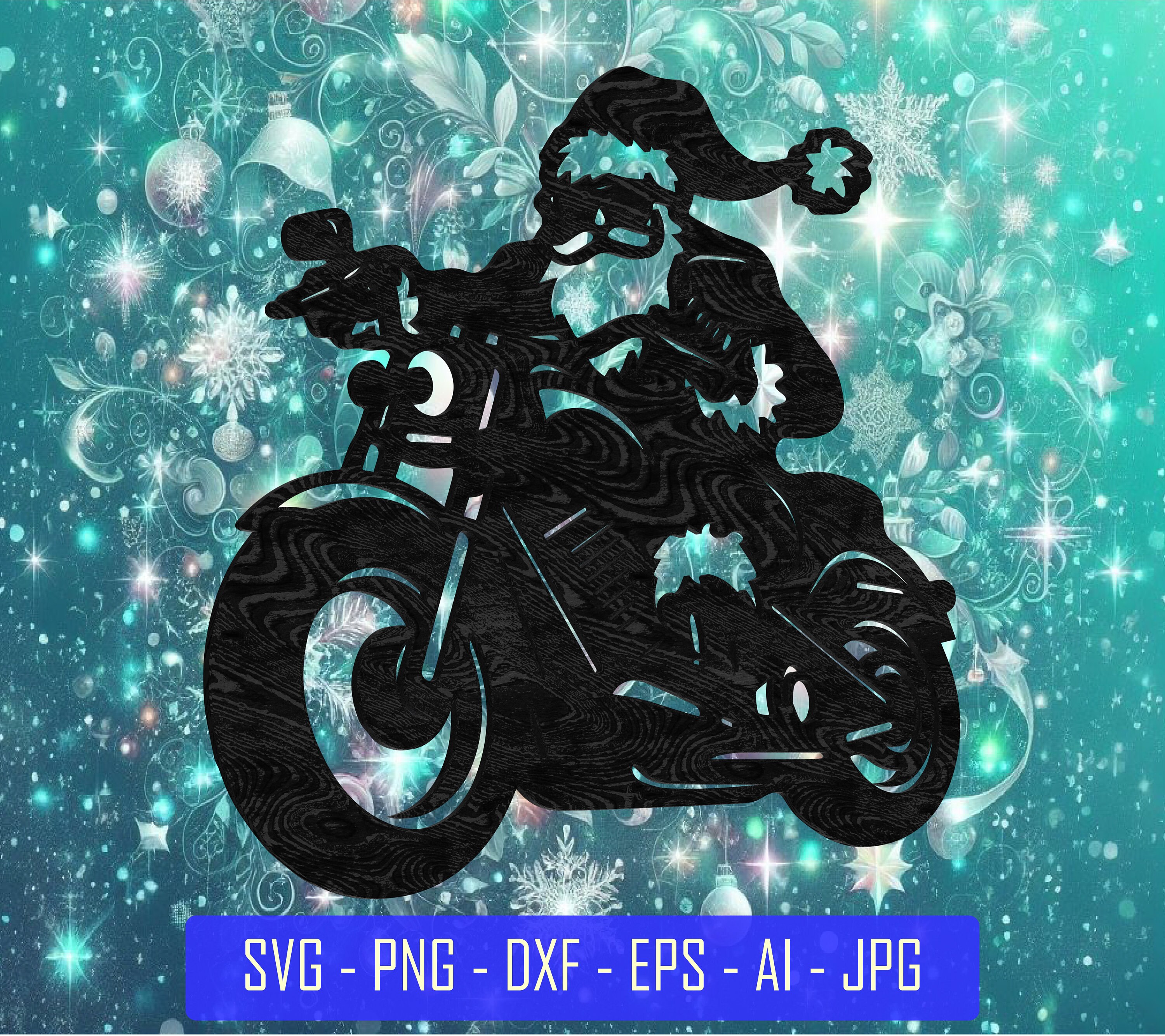 Santa SVG, Santa on a Motorcycle PNG Bundle, Santa DXF Cut File ...