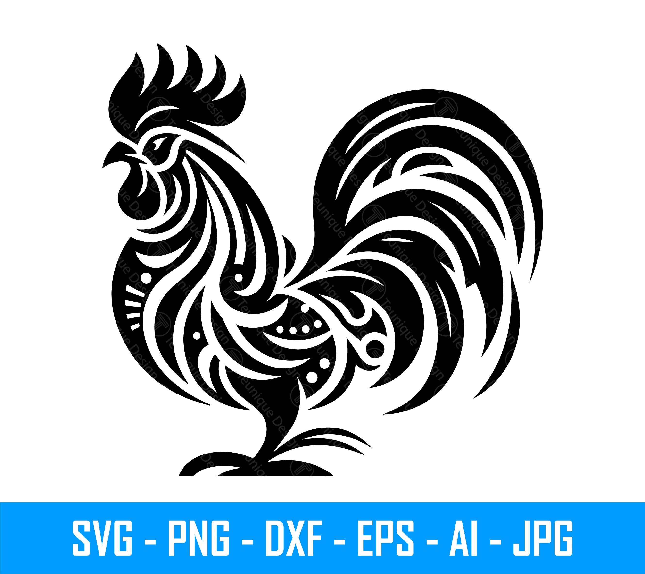Tribal Rooster SVG Vector Cut File for Cricut Farm Animal - Etsy