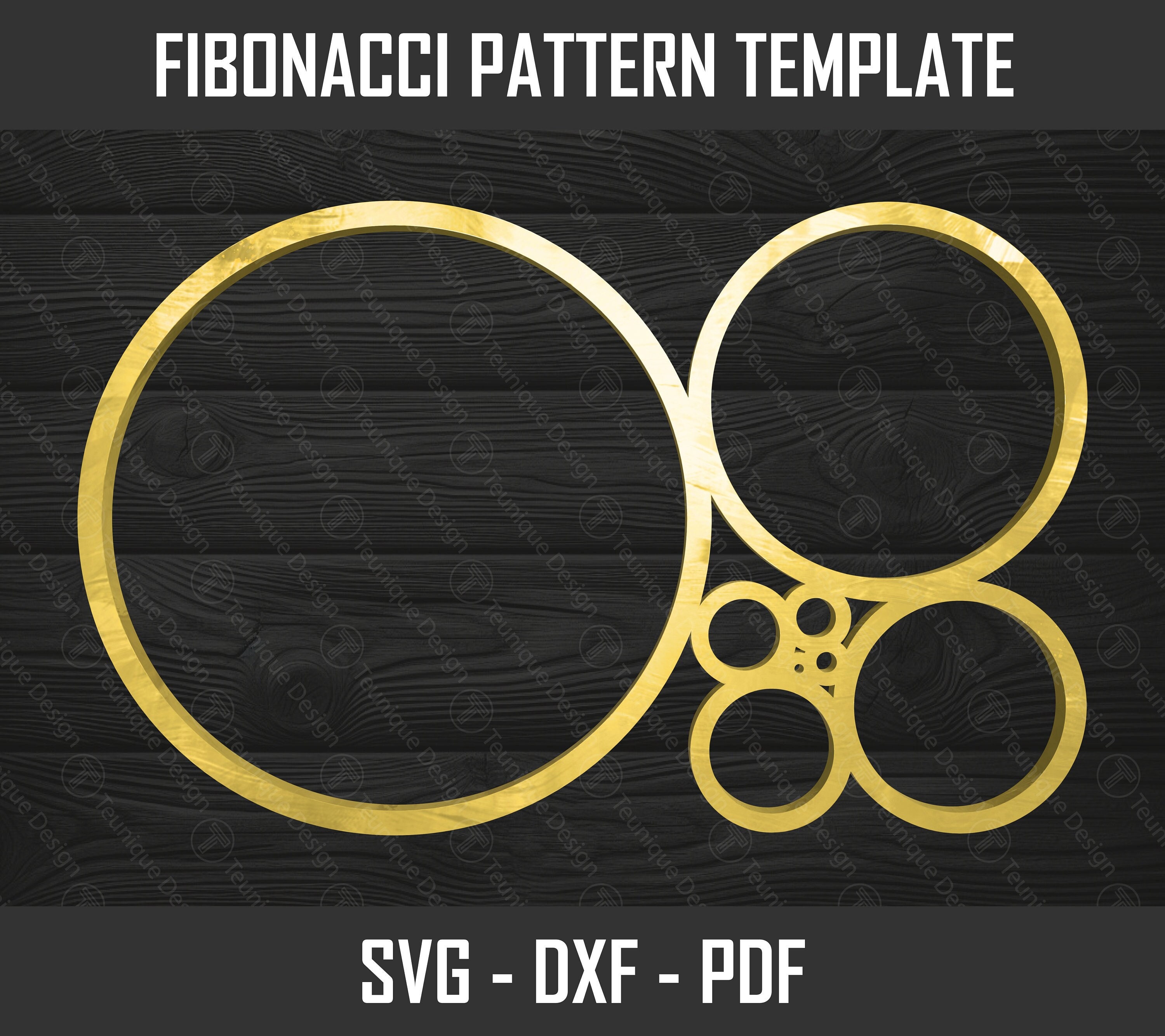 Fibonacci Sequence Vector Design, Golden Ratio Pattern Laser Cut DXF ...