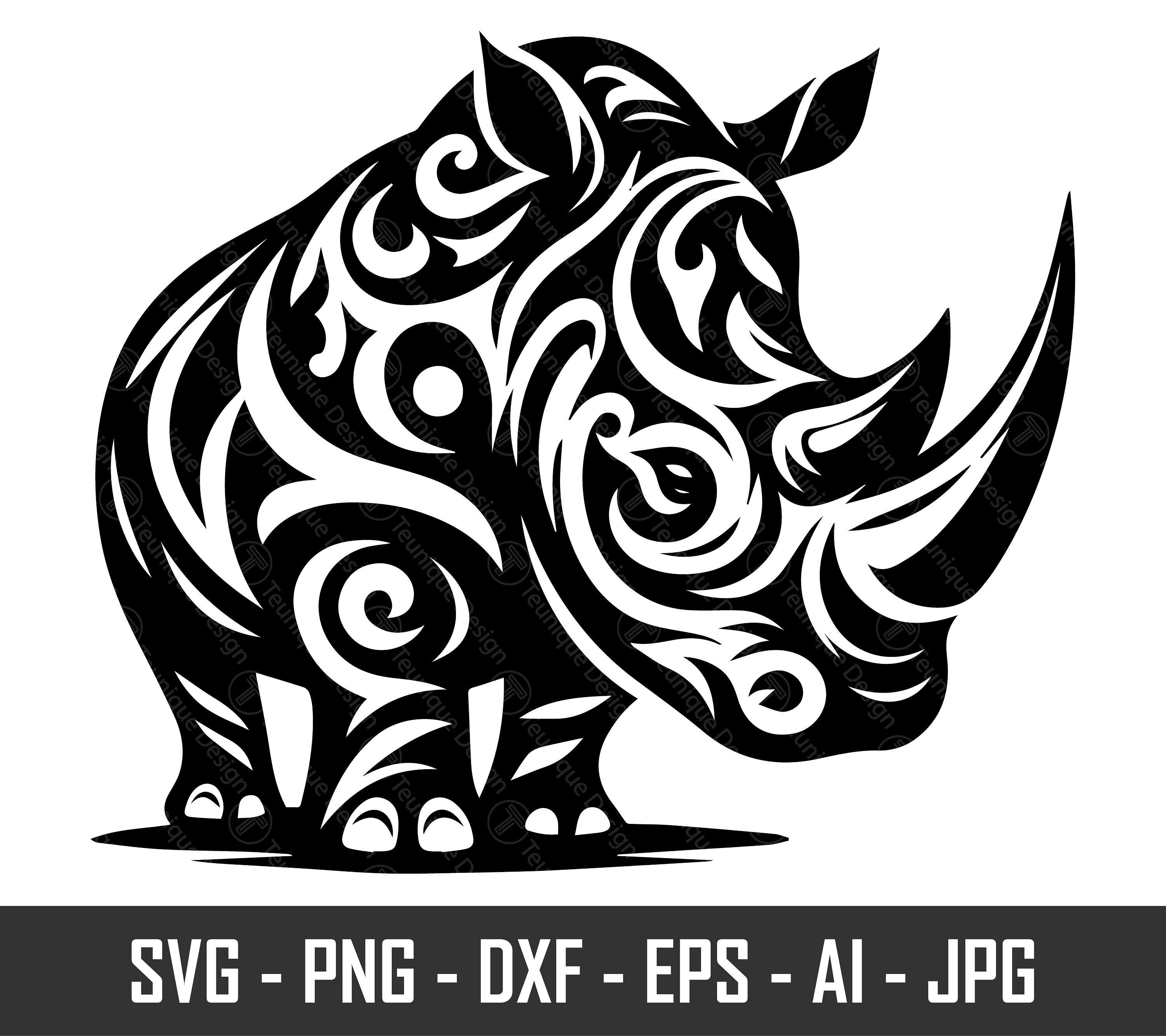 Rhino SVG Rhinoceros SVG, Tribal Art Silhouette, Cut Files for Cricut ...
