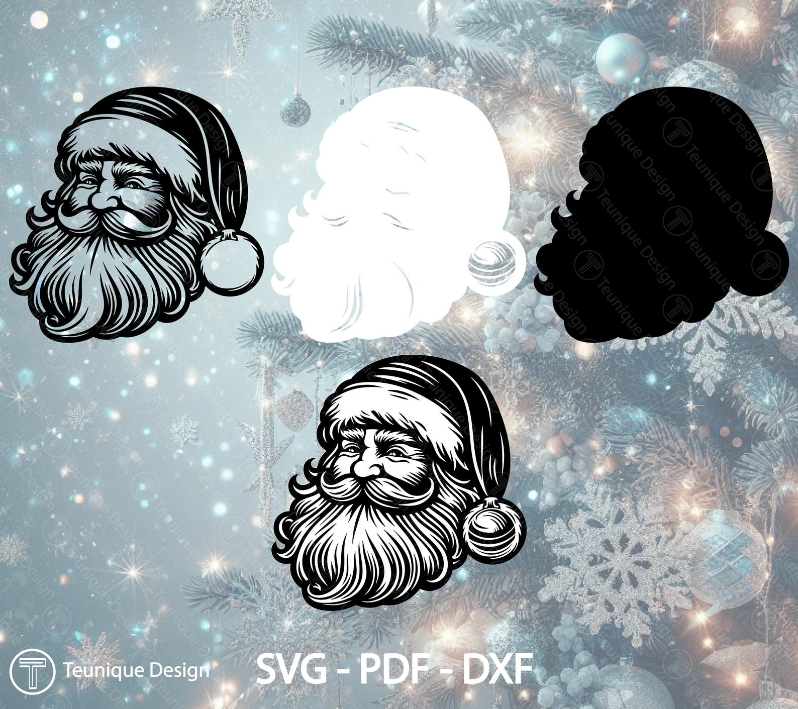 Layered Santa, Santa SVG PDF DXF Laser Cutting Files, Christmas 3D Wood ...