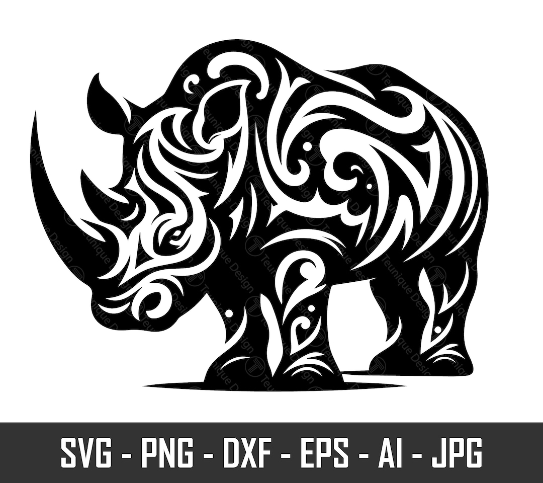 Rhino SVG Rhinoceros SVG, Tribal Art Silhouette, Cut Files for Cricut ...