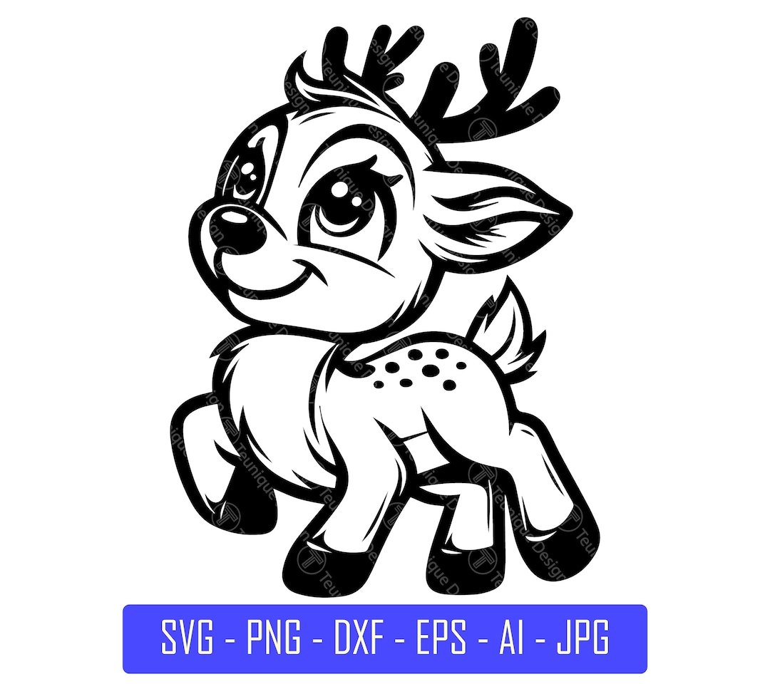 Reno SVG, Reno lindo PNG, Archivos de silueta cricut de reno de Navidad ...