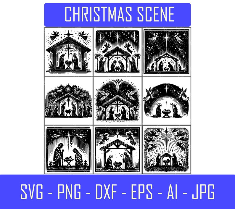 Christmas Scene SVG, Nativity Scene, PNG Files, Digital Files ...