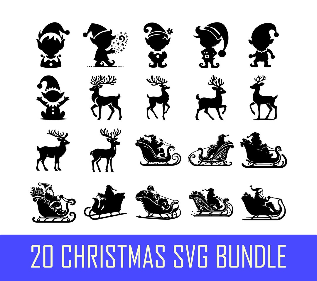 Christmas SVG Bundle, Santa Svg Bundle, Reindeer SVG, Elf Clip Art, Cut ...