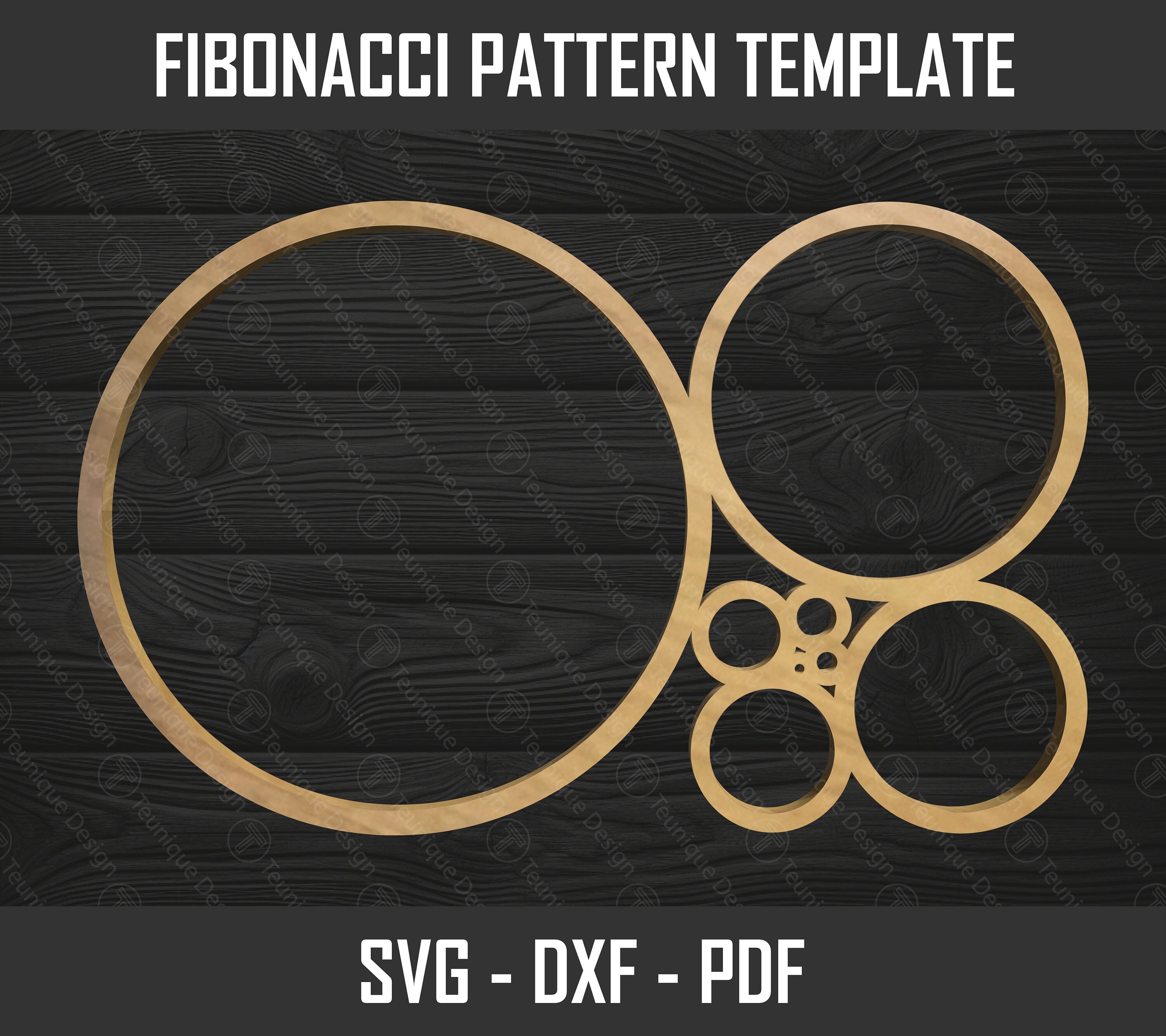 Fibonacci Sequence Vector Design, Golden Ratio Pattern Laser Cut DXF ...