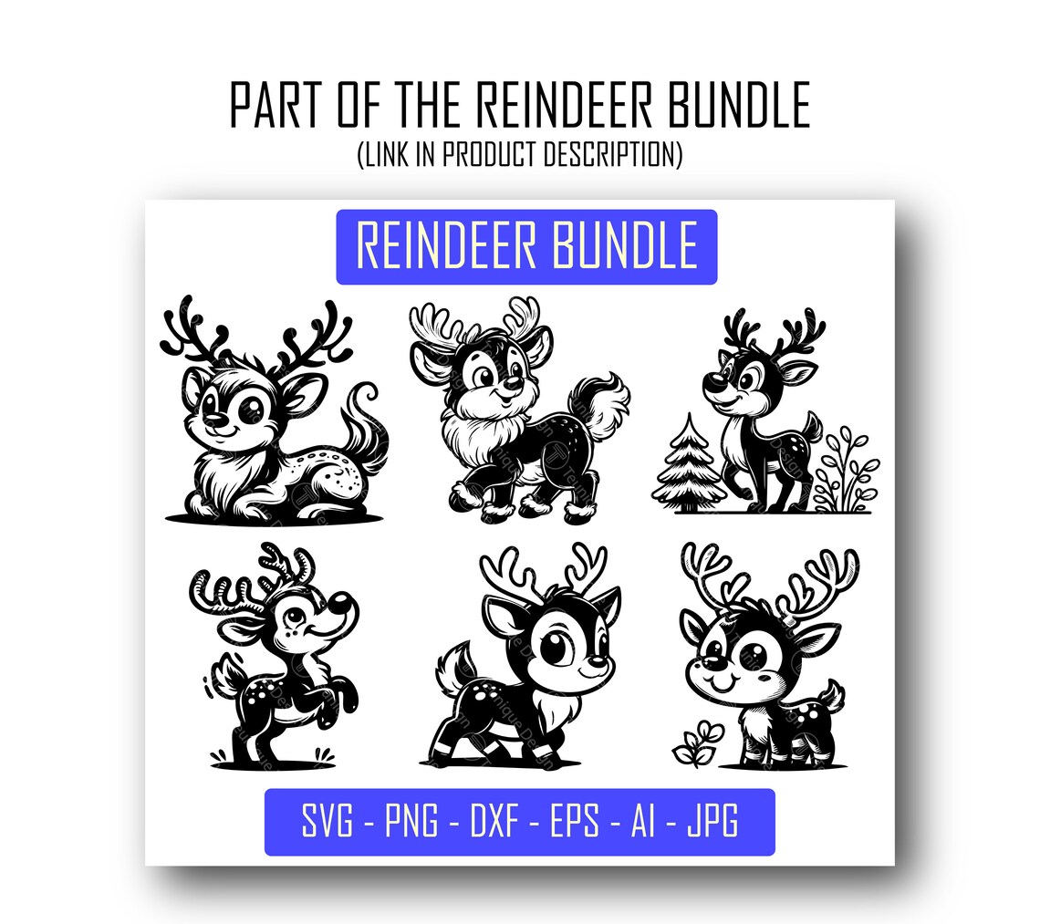 Reindeer SVG, Cute Reindeer PNG, Christmas Reindeer Cricut Silhouette ...