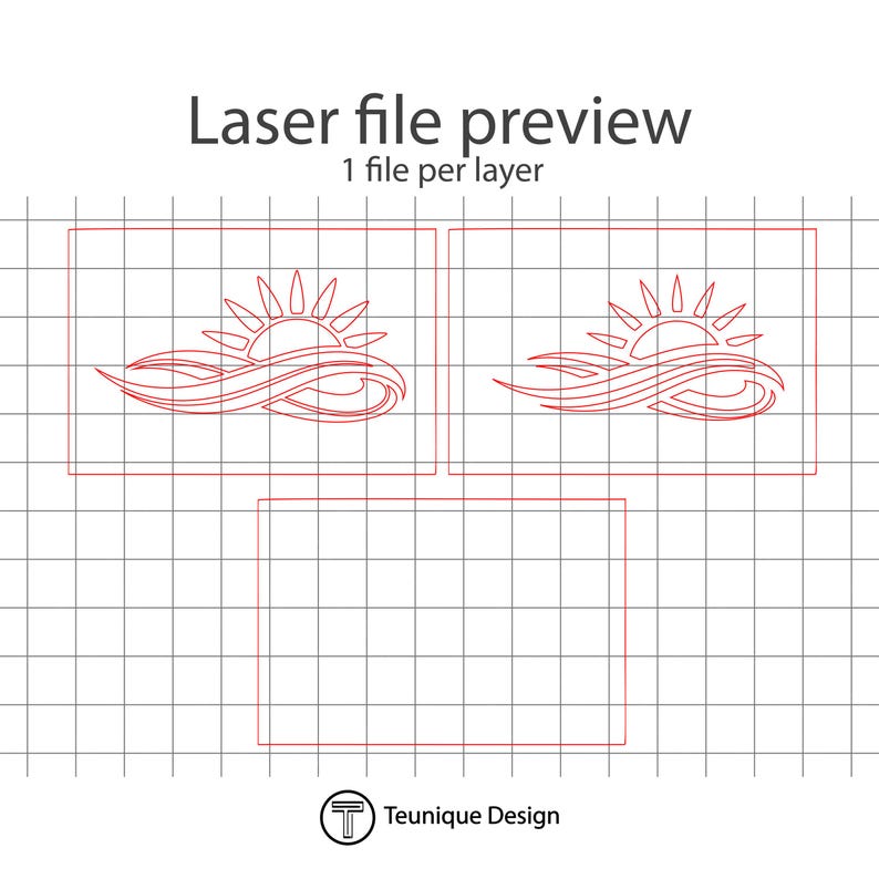 Layered Wall Art Sunrise Laser Cut File, Multilayer SVG Vector Drawing ...