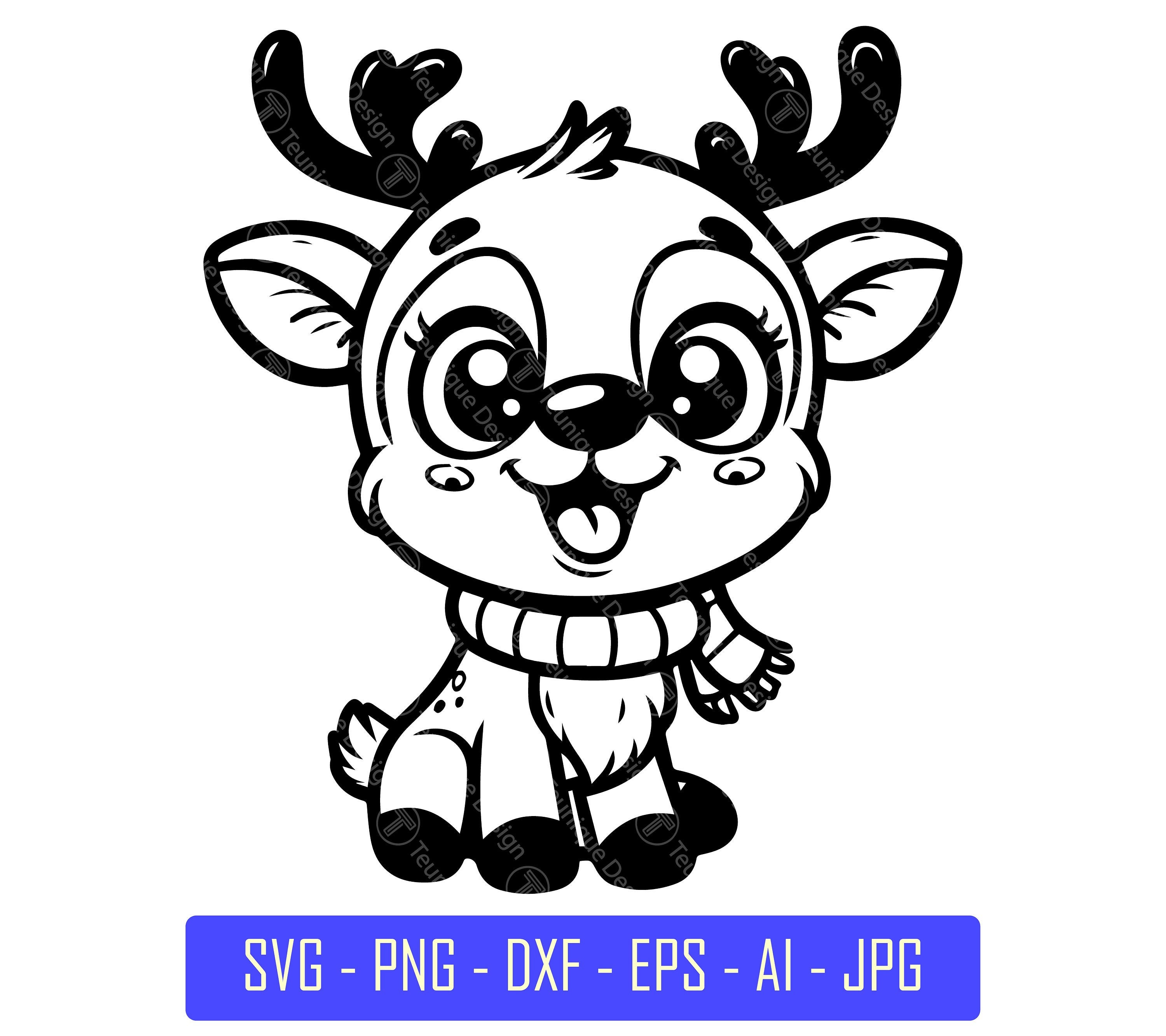 Reindeer SVG, Cute Reindeer PNG, Christmas Reindeer Cricut Silhouette ...