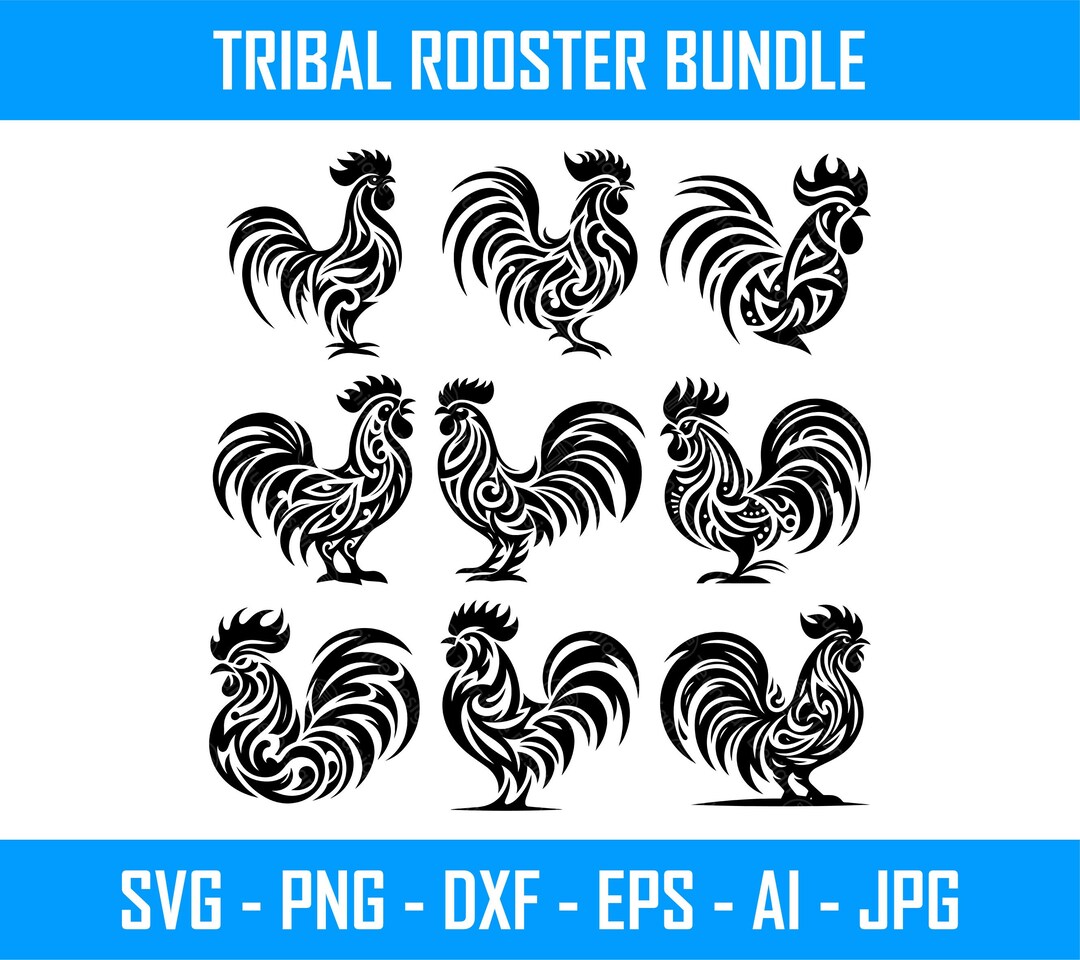 Tribal Rooster SVG Bundle, Vector Cut File for Cricut, Farm Animal ...