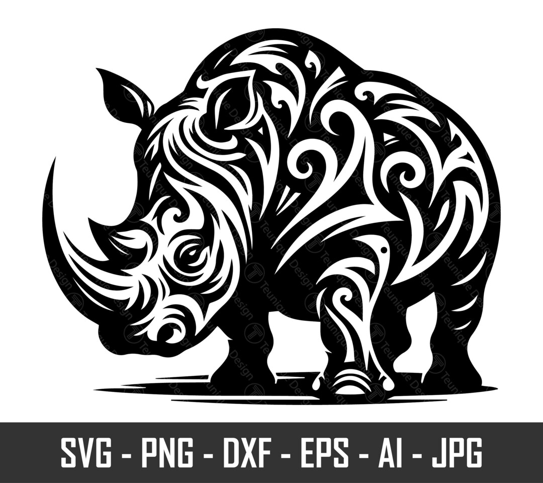 Rhino SVG Rhinoceros SVG, Tribal Art Silhouette, Cut Files for Cricut ...
