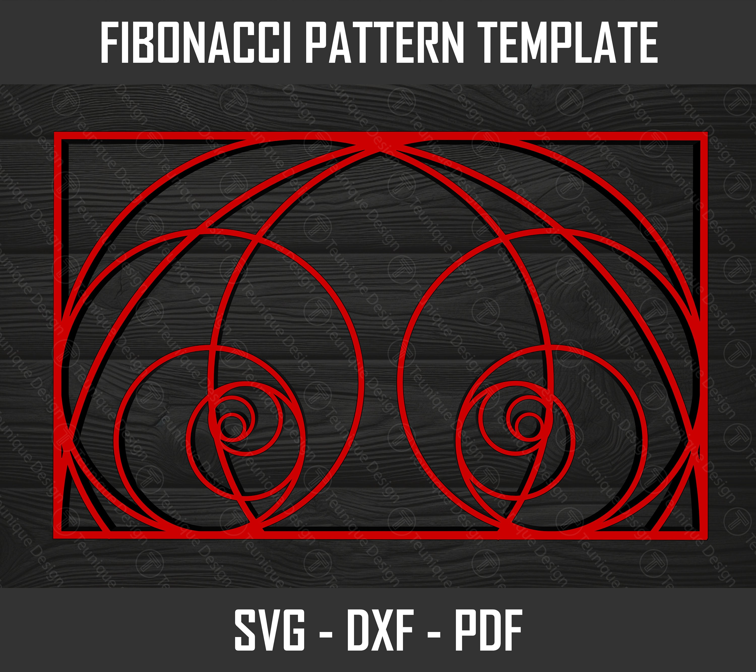 Fibonacci Sequence Vector Design, Golden Ratio Pattern Laser Cut DXF ...