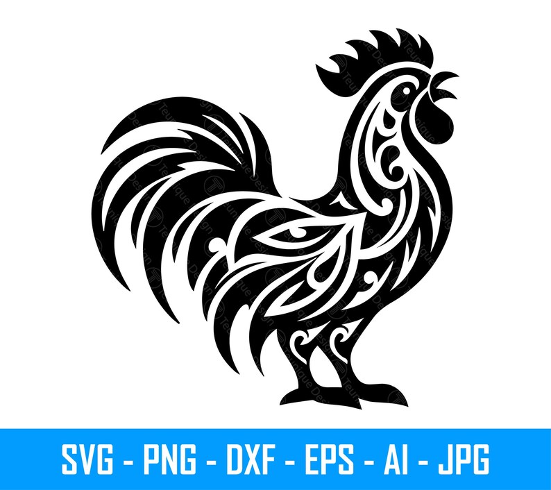 Tribal Rooster SVG Vector Cut File for Cricut Farm Animal - Etsy
