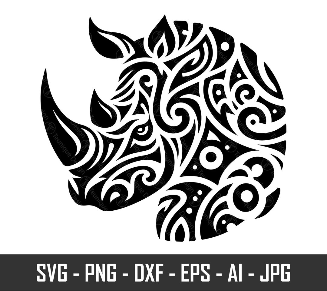 Rhino SVG Rhinoceros SVG, Tribal Art Silhouette, Cut Files for Cricut ...