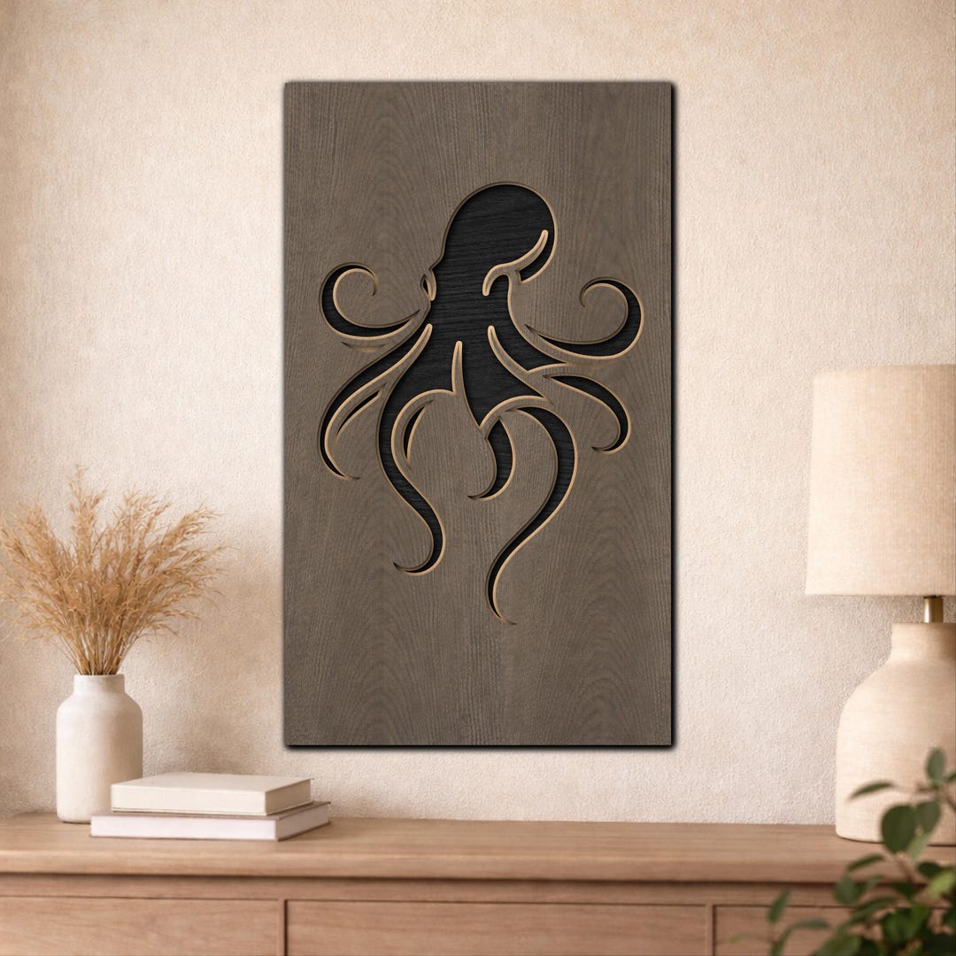 Multilayer Octopus SVG PDF DXF – 3 Layer Fishes Design for Laser ...