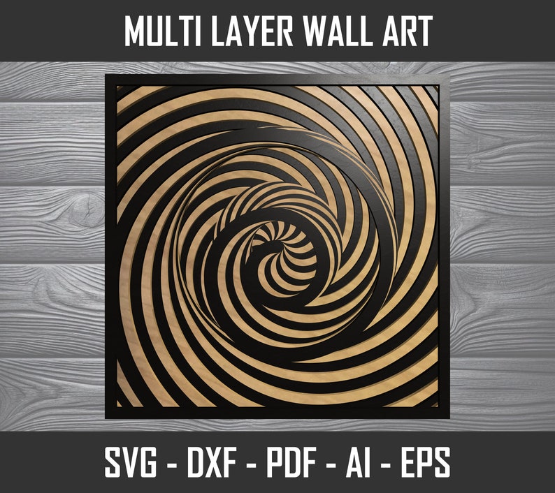 Layered Wall Art Spiral Laser Cut File, Multilayer Helix SVG Vector ...