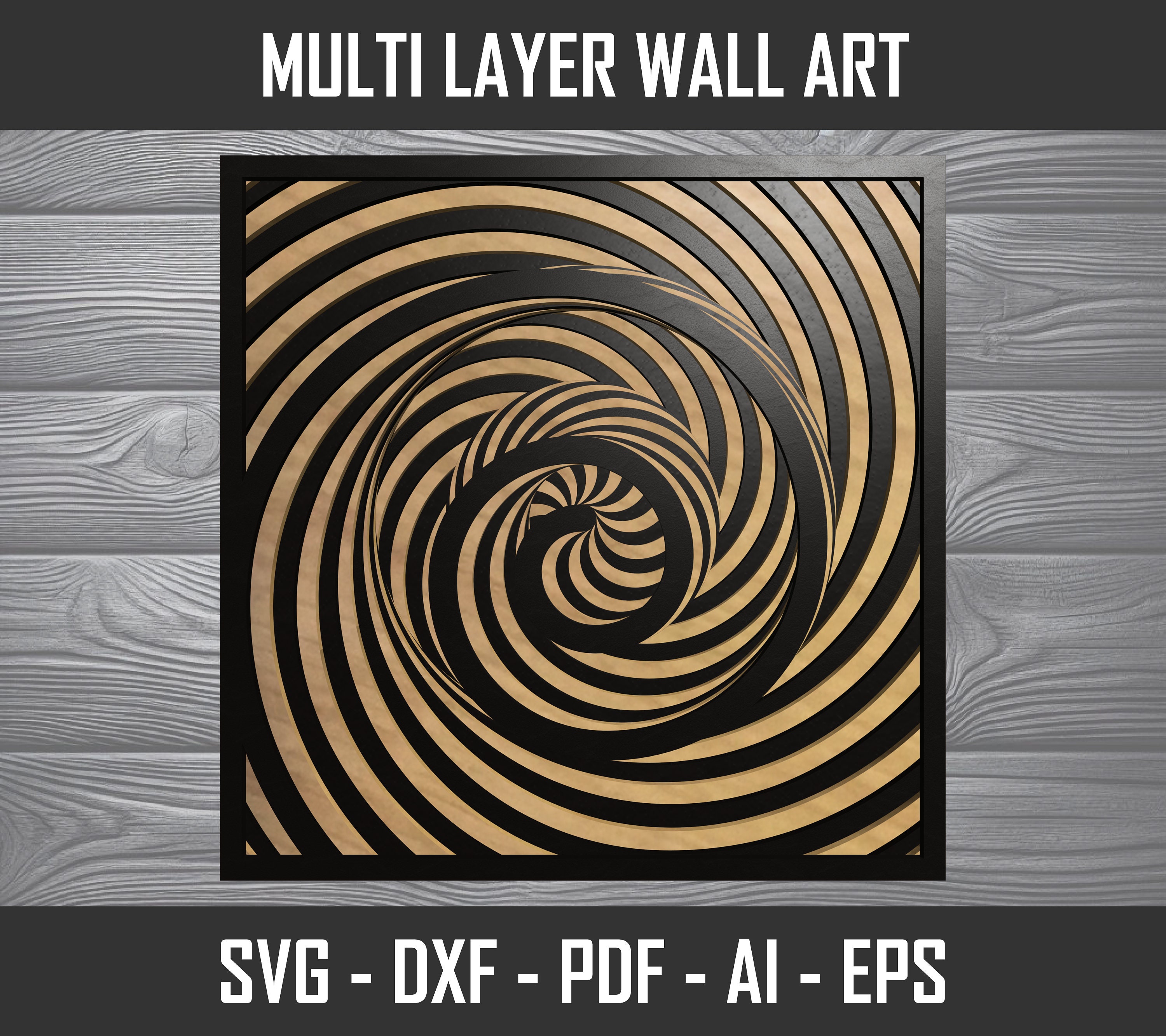 Layered Wall Art Spiral Laser Cut File, Multilayer Helix SVG Vector ...