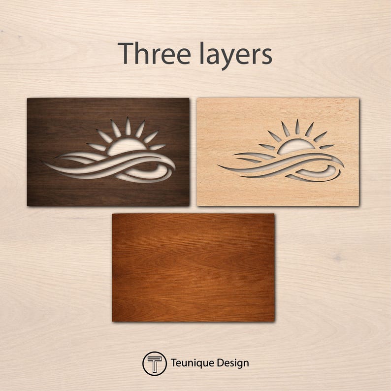 Layered Wall Art Sunrise Laser Cut File, Multilayer SVG Vector Drawing ...