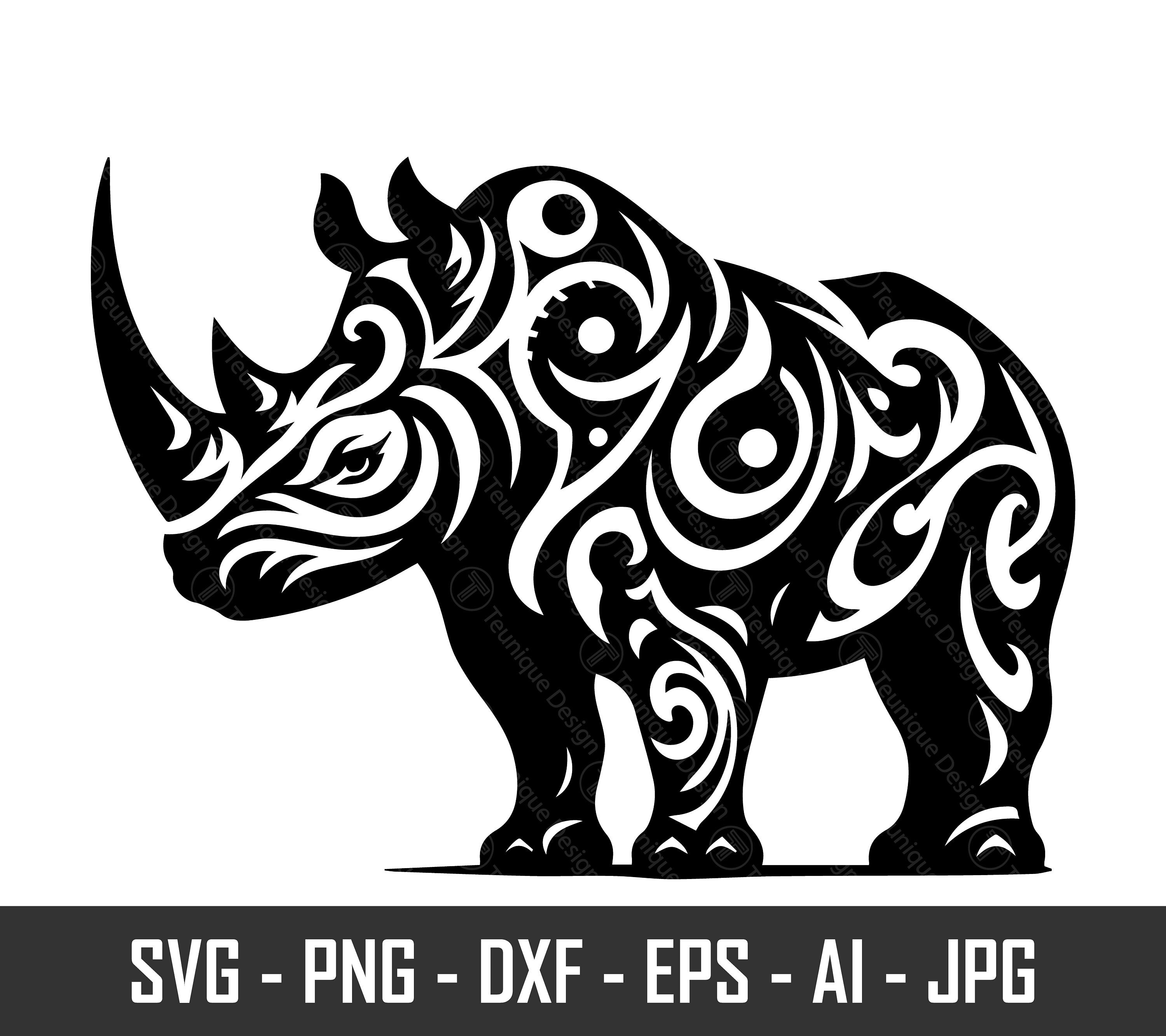 Rhino SVG Rhinoceros SVG, Tribal Art Silhouette, Cut Files for Cricut ...