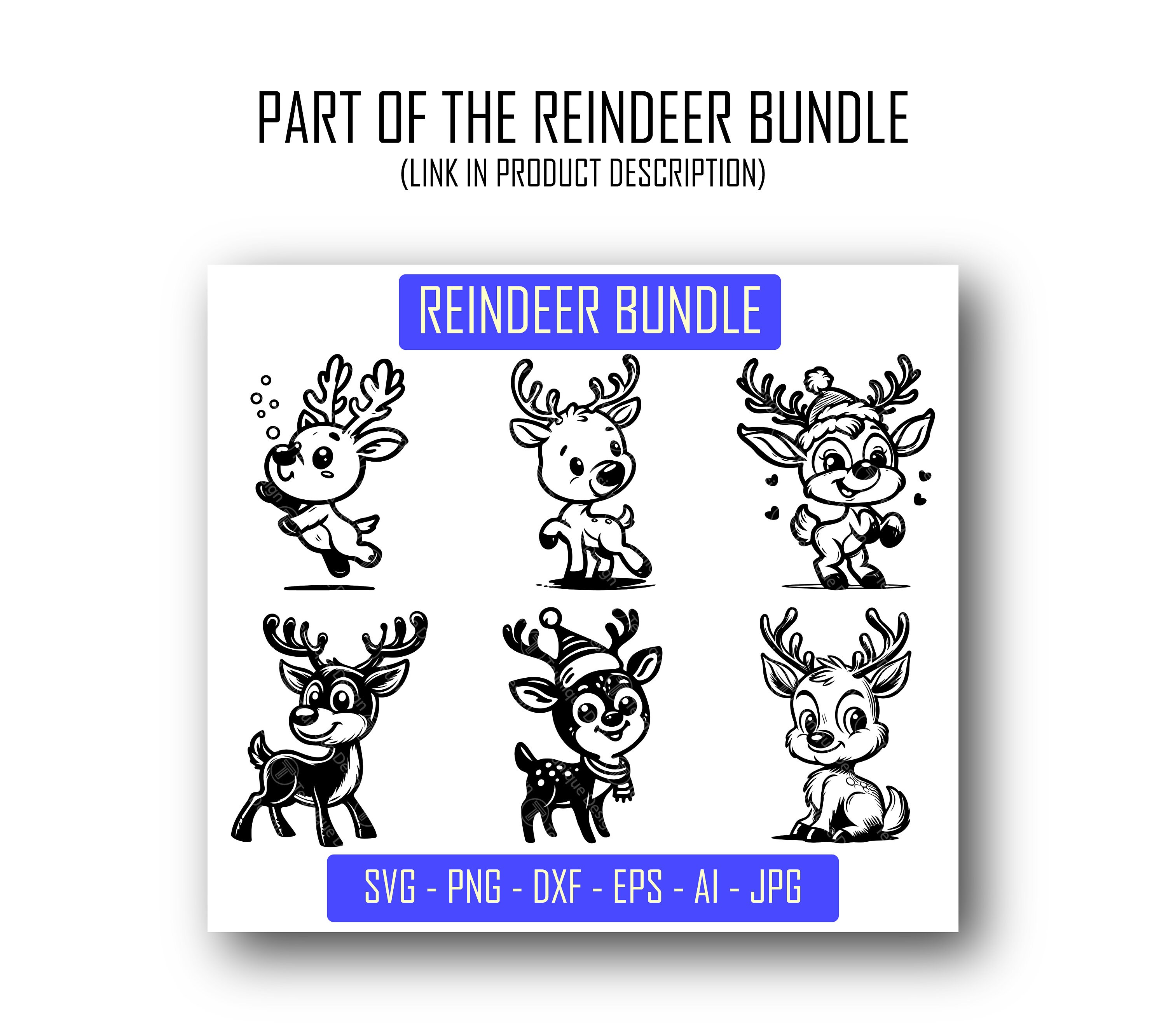 Reindeer SVG, Cute Reindeer PNG, Christmas Reindeer Cricut Silhouette ...