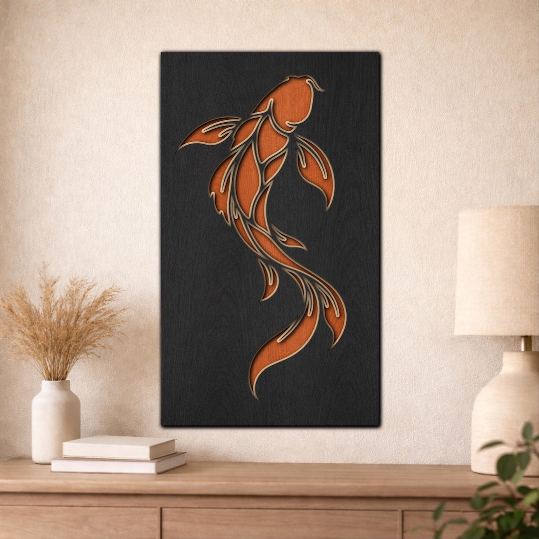 3D Multilayer Koi Fish SVG PDF DXF – 3 Layer Fishes Design for Laser ...