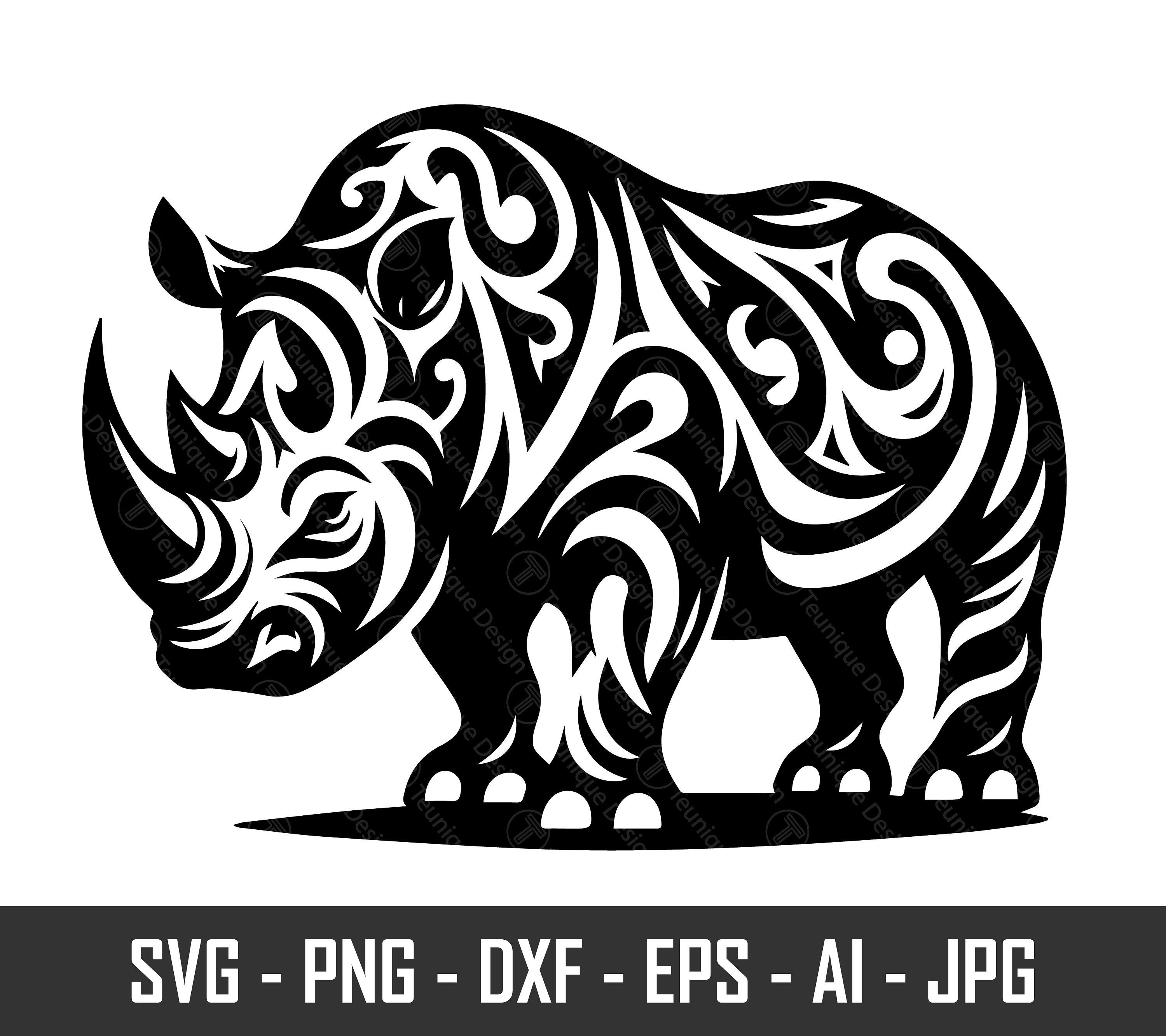 Rhino SVG Rhinoceros SVG, Tribal Art Silhouette, Cut Files for Cricut ...