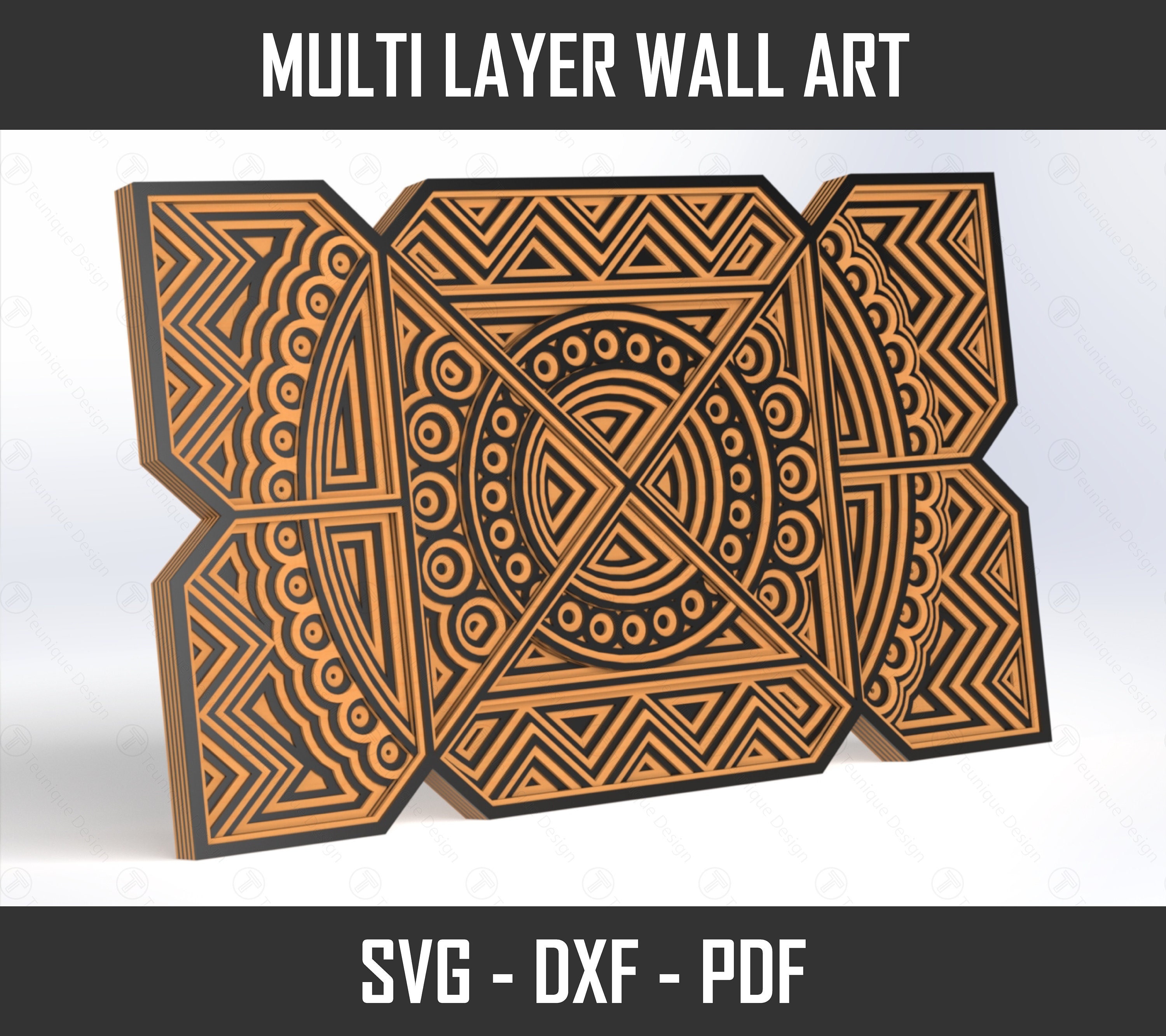 Layered Wall Art Laser Cut File, Multilayer SVG Vector Drawing, 10 ...
