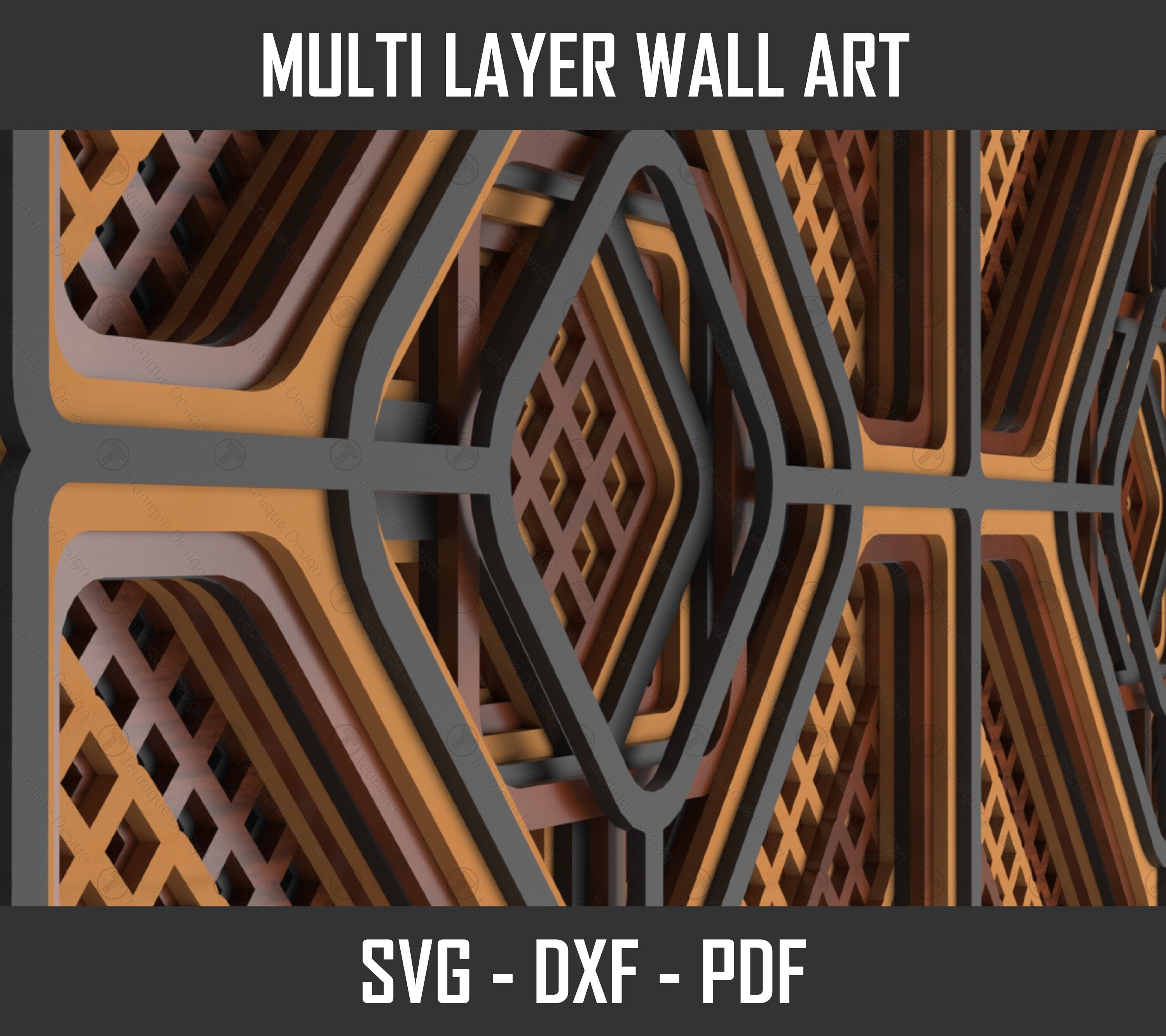 Layered Wall Art Laser Cut File, Multilayer SVG Vector Drawing, 9 Layer ...